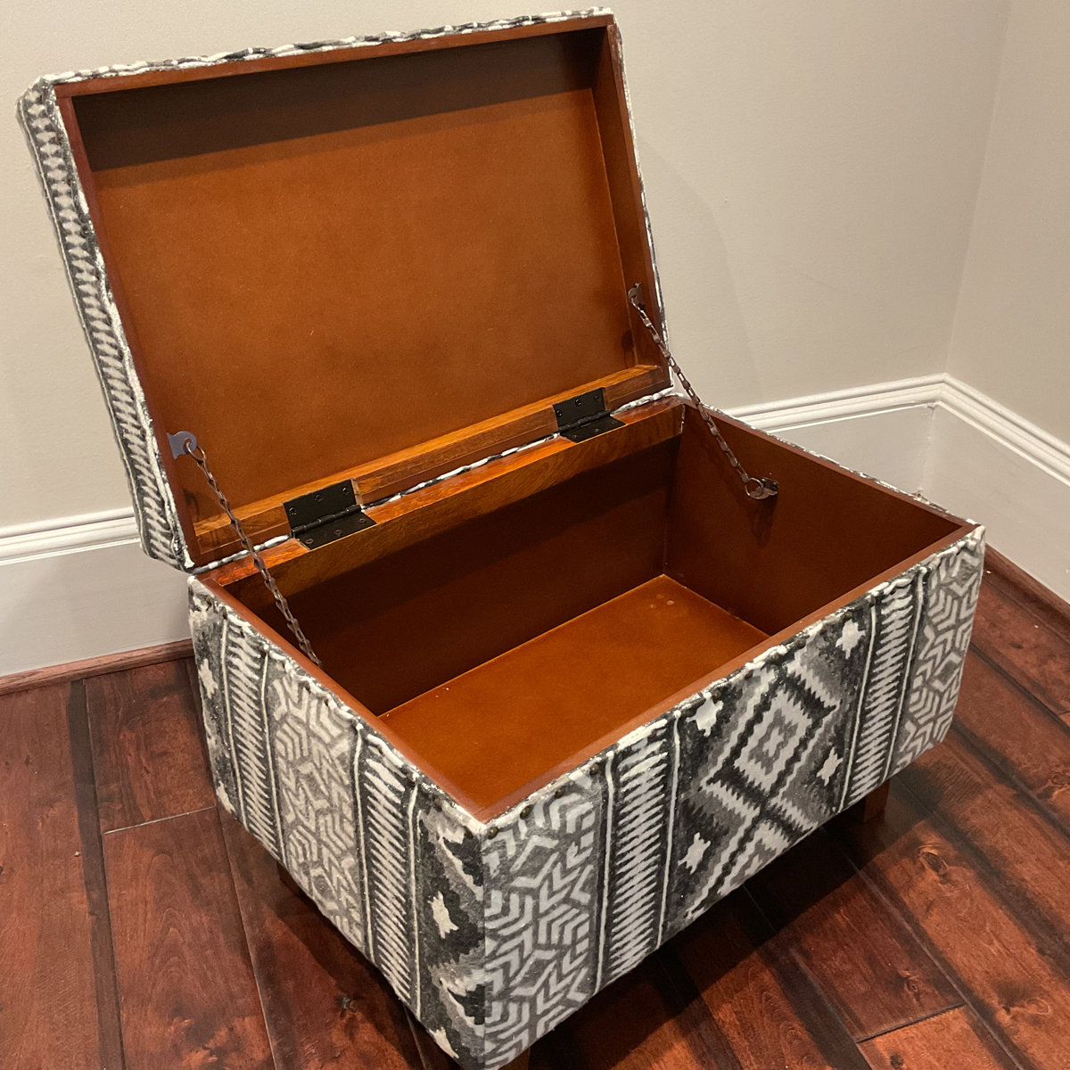 Union Rustic Handmade Cloth Upholstered Wooden Storage Stool | Wayfair