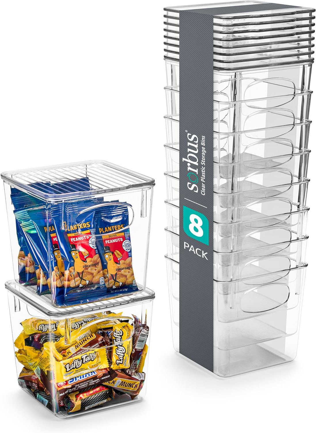 Prep & Savour Shawnee 8 Pack Small Clear Plastic Container Bins with ...