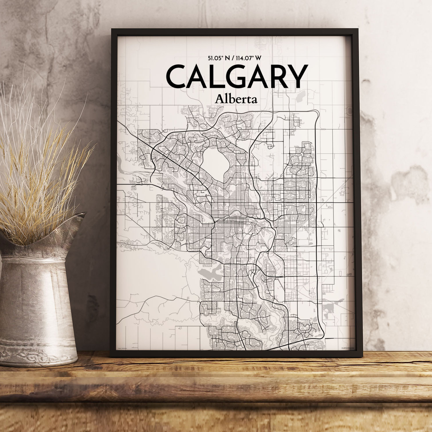 Wrought Studio™ 'Calgary City Map' Graphic Art Print Poster in Tones ...