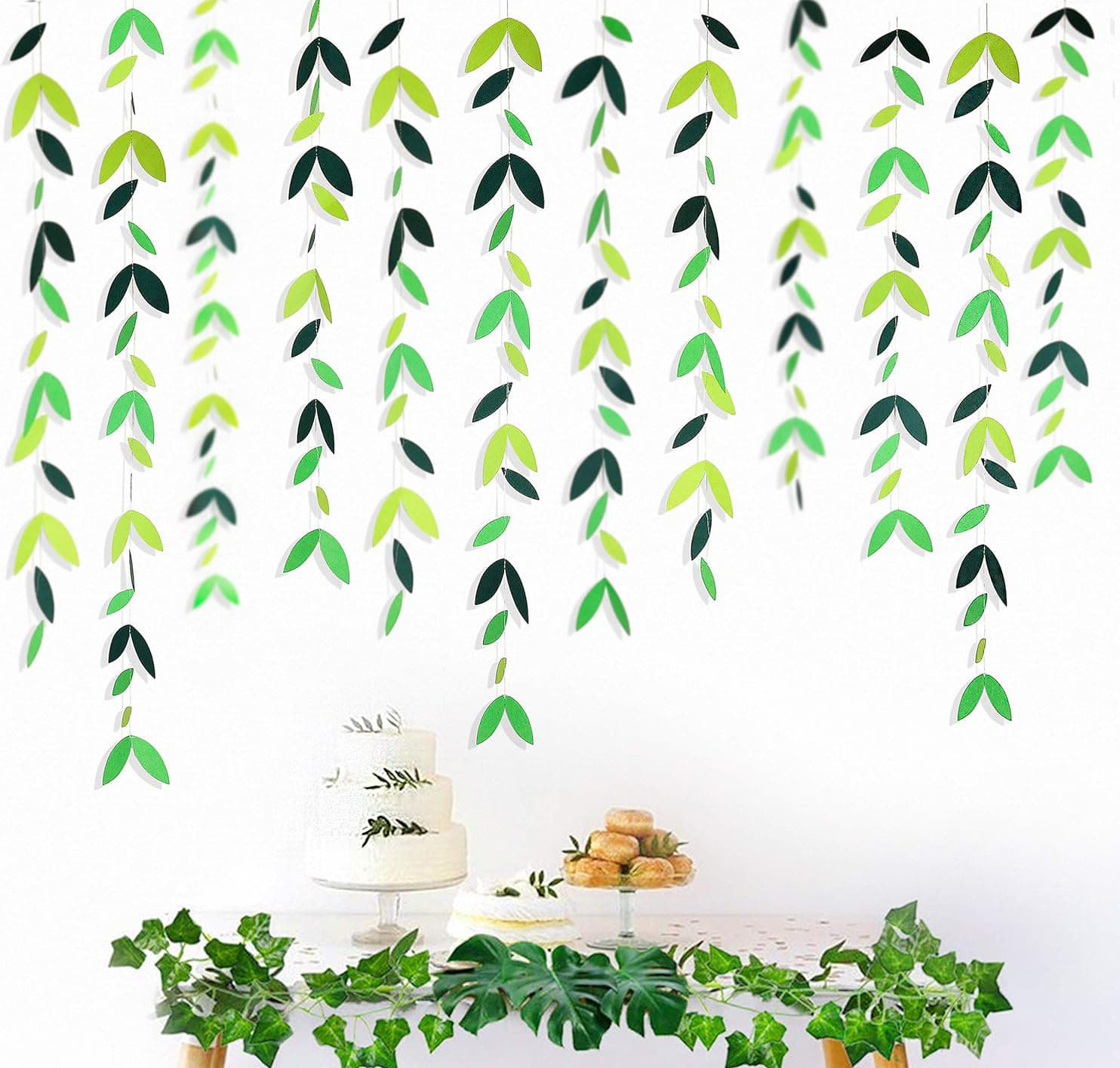 SAPESHA 2024 52 Ft Spring Summer Theme Green Paper Leaf Garland ...
