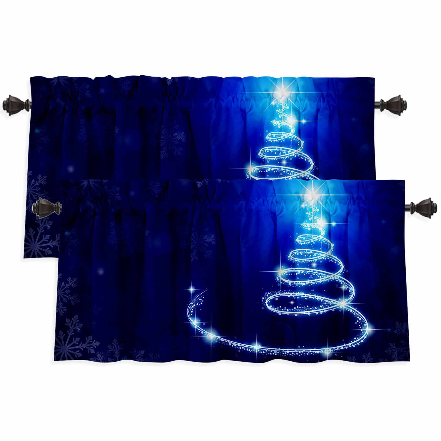 Ophelia & Co. Blue 52"W Abstract Christmas Tree Bright Window Valance ...