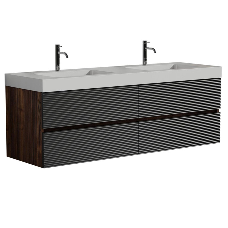 Hokku Designs 60 Inch Wall Mounted Floating Bathroom Vanity | Wayfair