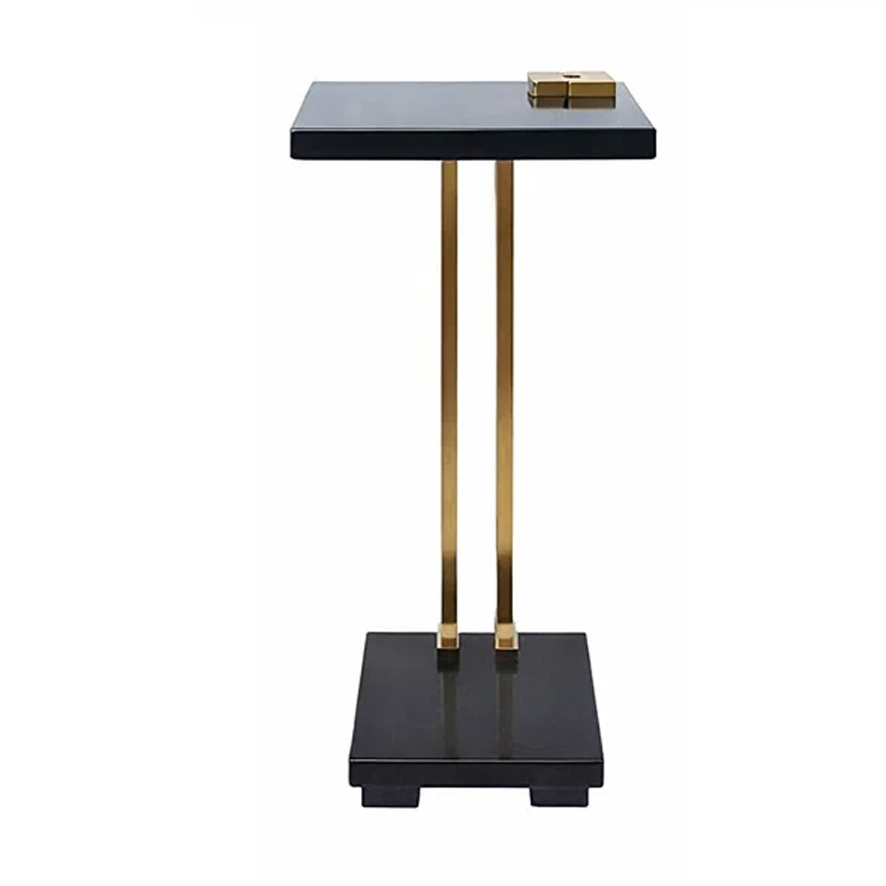 Benjara Dani Side End Table, Square Black Marble Top And Base, C Shape ...