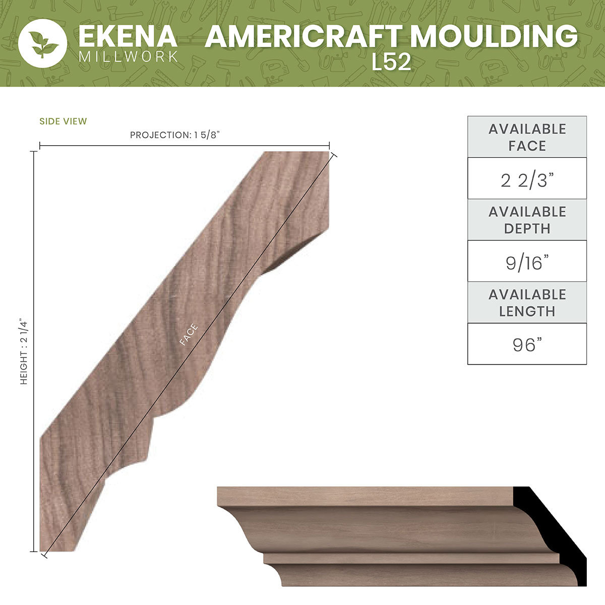 Ekena Millwork WM45 AmeriCraft Crown Solid Hardwood Moulding | Wayfair