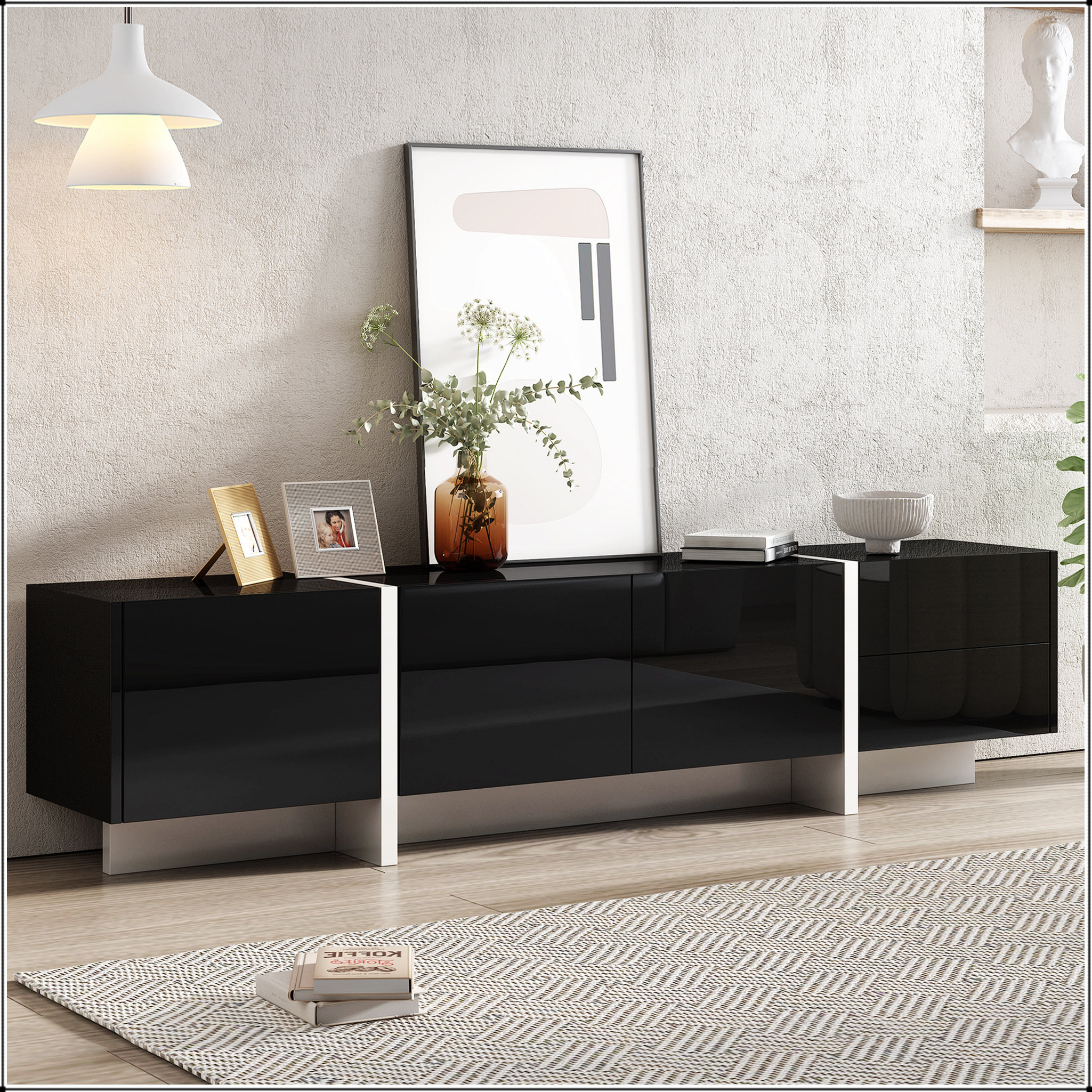 Ebern Designs Contemporary Rectangle Design TV Stand, Unique Style TV ...