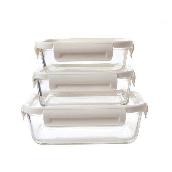 Prep & Savour Glass Food Storage Containers Set With Lids - 6Pcs, Leak ...