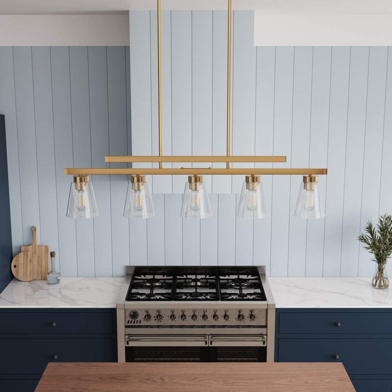 Breakwater Bay 5-Light Modern Island Farmhouse Gold Linear Chandeliers ...