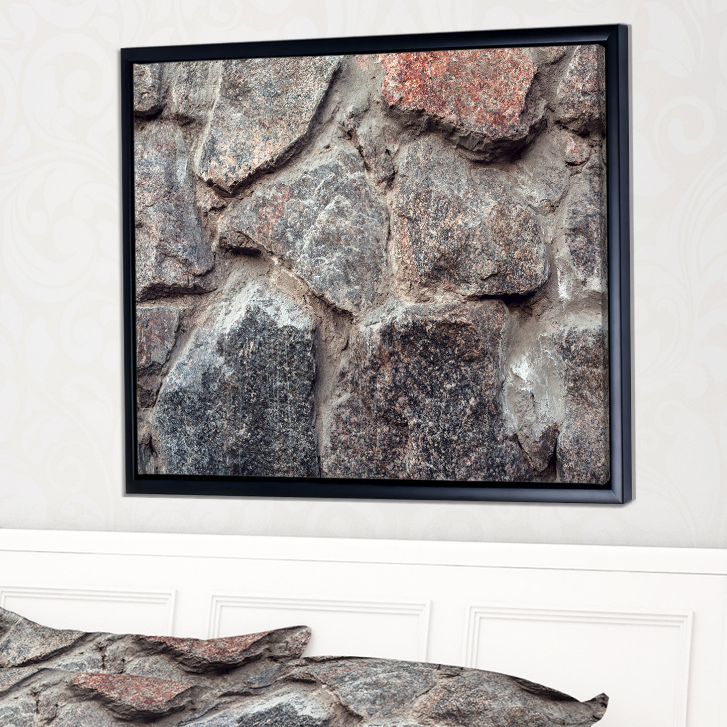 East Urban Home 'Natural Granite Stone Texture' Floater Frame ...