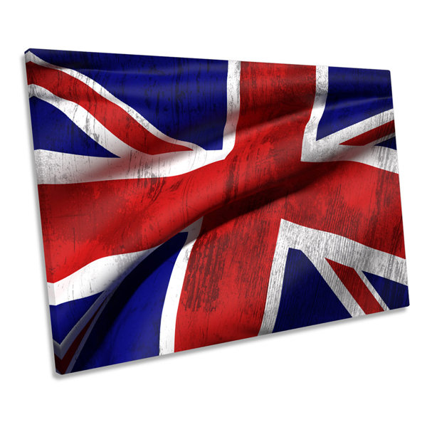 Ebern Designs Union Jack Flag Waving - Wrapped Canvas Art Prints ...