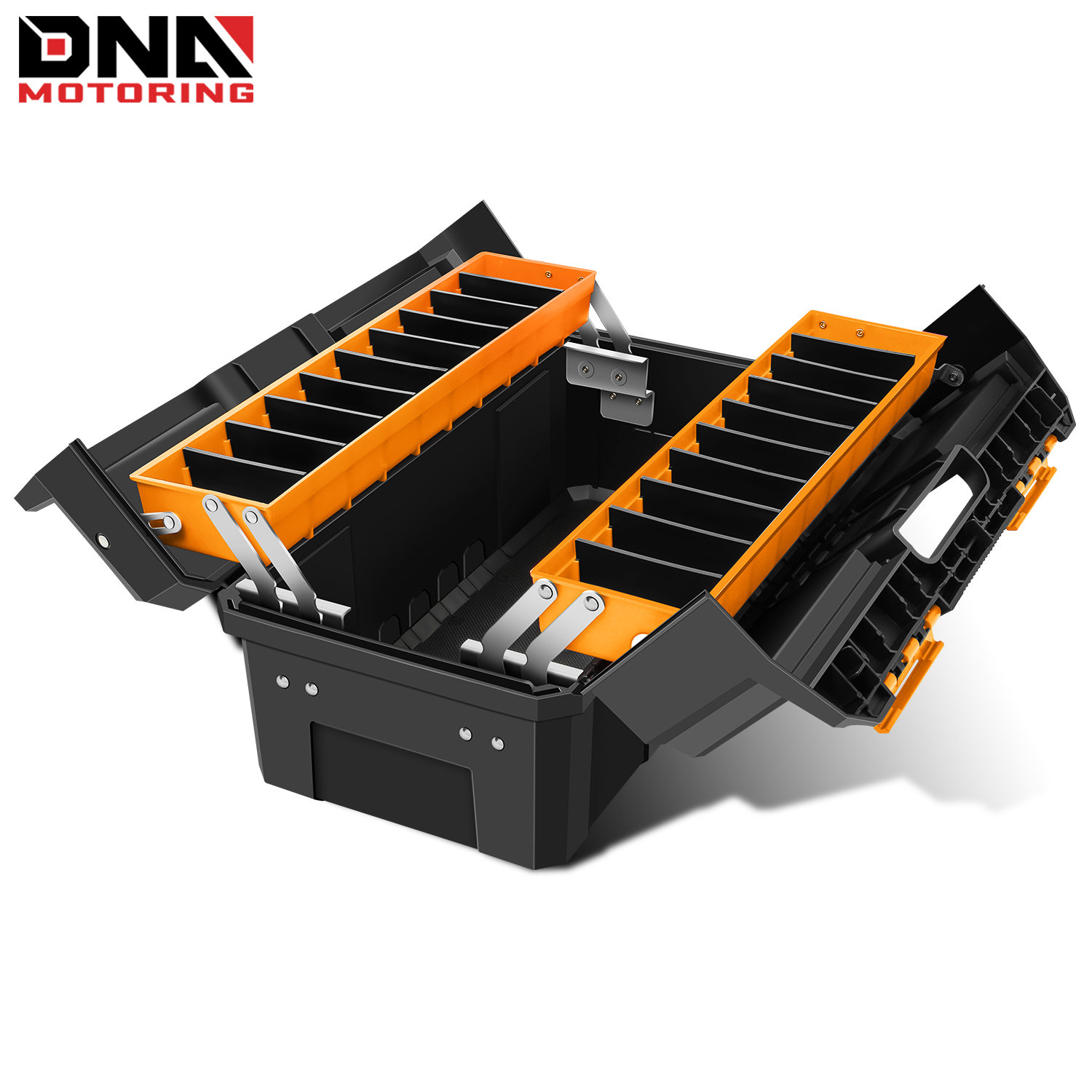 DNA Motoring 2-Layer Lockable Tool Box Plastic Portable Storage Folding ...