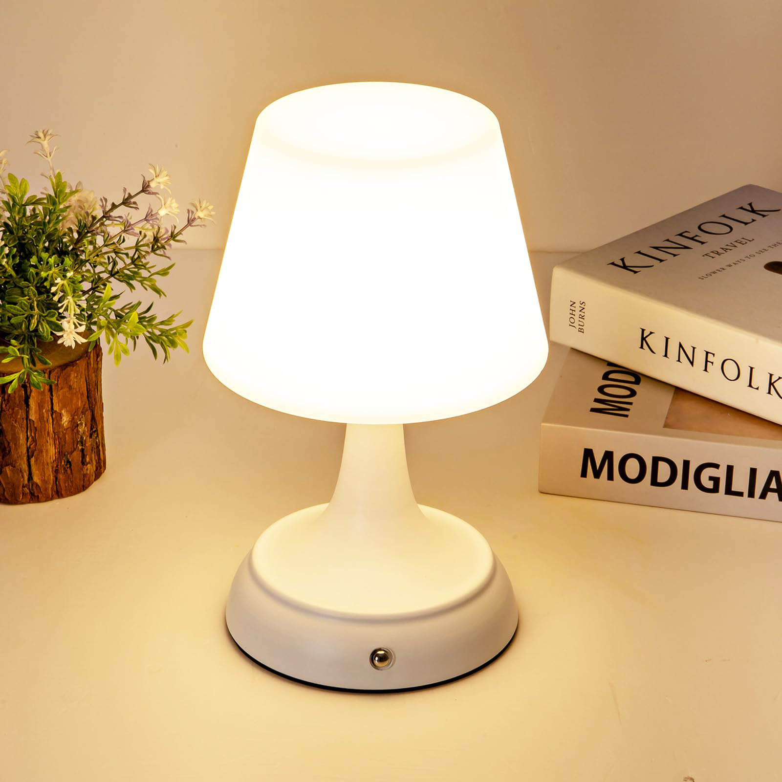 Winston Porter Cordless Small LED Table Lamp, Modern Portable ...