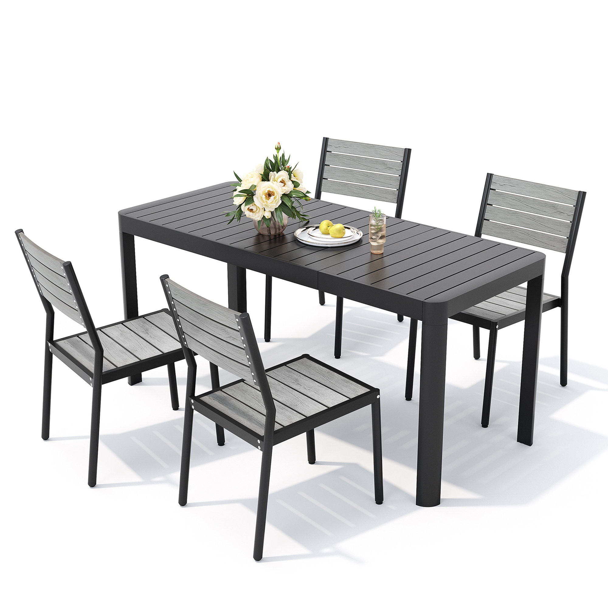 Hokku Designs Rectangular 4 - Person Patio Dining Table Set ...
