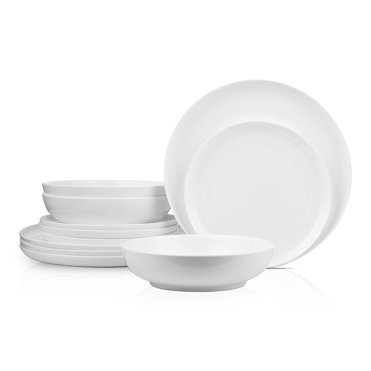 Birch Lane™ Sable Stone Lain 12-Piece Dinnerware Set Bone China ...