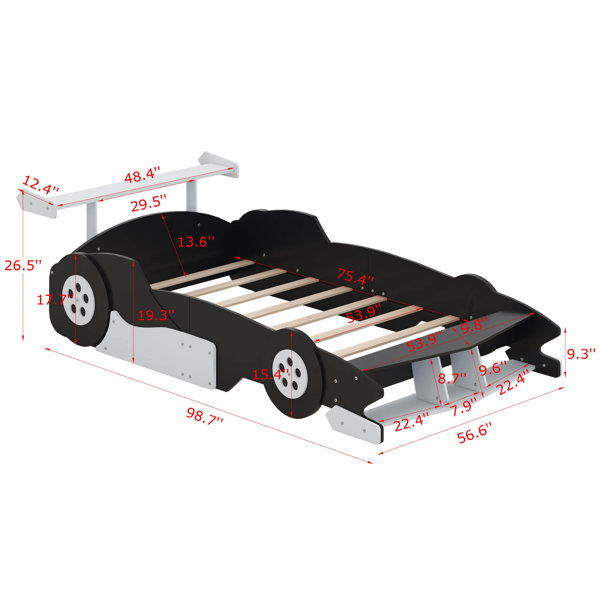 Youzi Unfinished Race Car-Shaped Platform Bed with Wheels | Wayfair