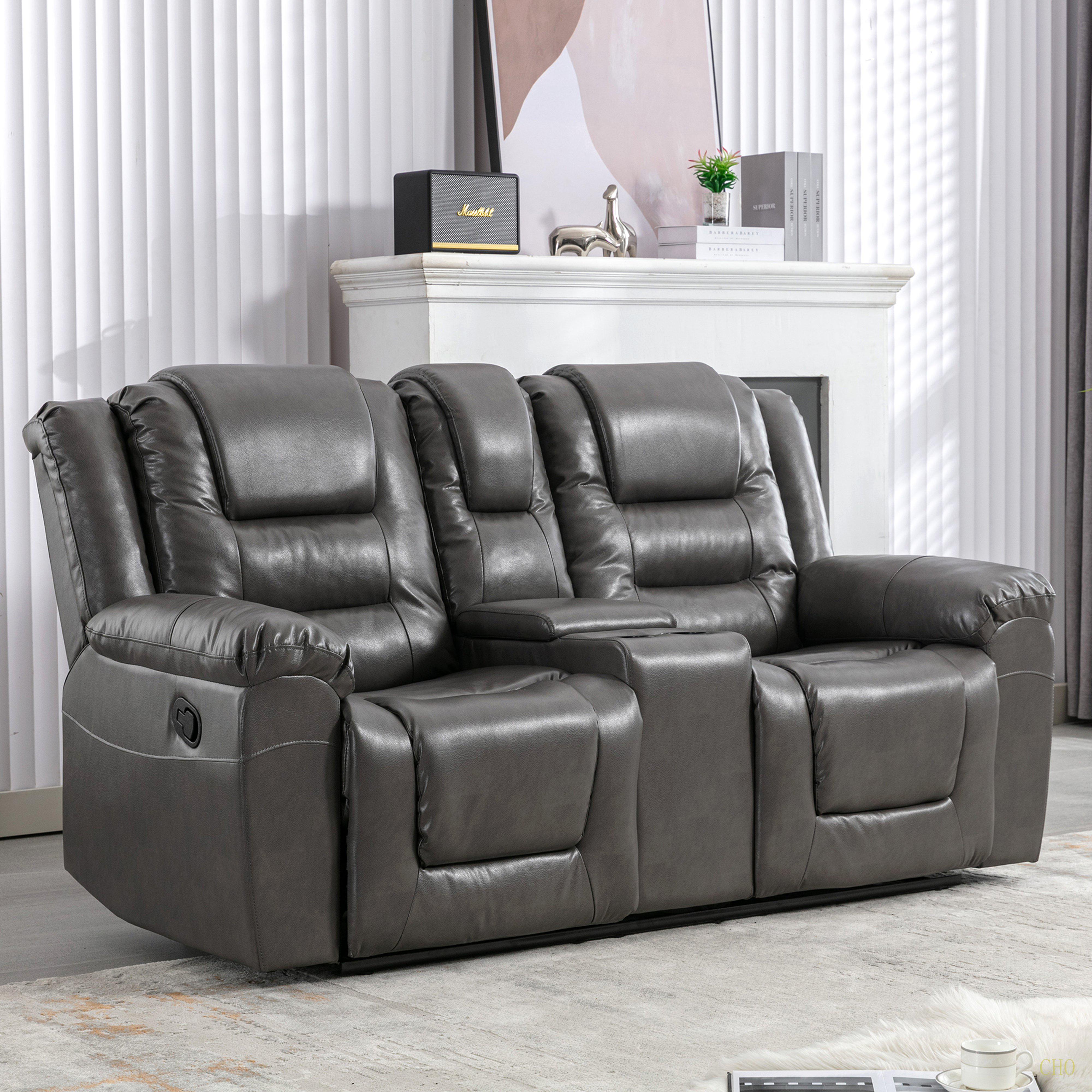 Red Barrel Studio 2 Seater Home Theatre Recliner Manual Recliner Chair ...