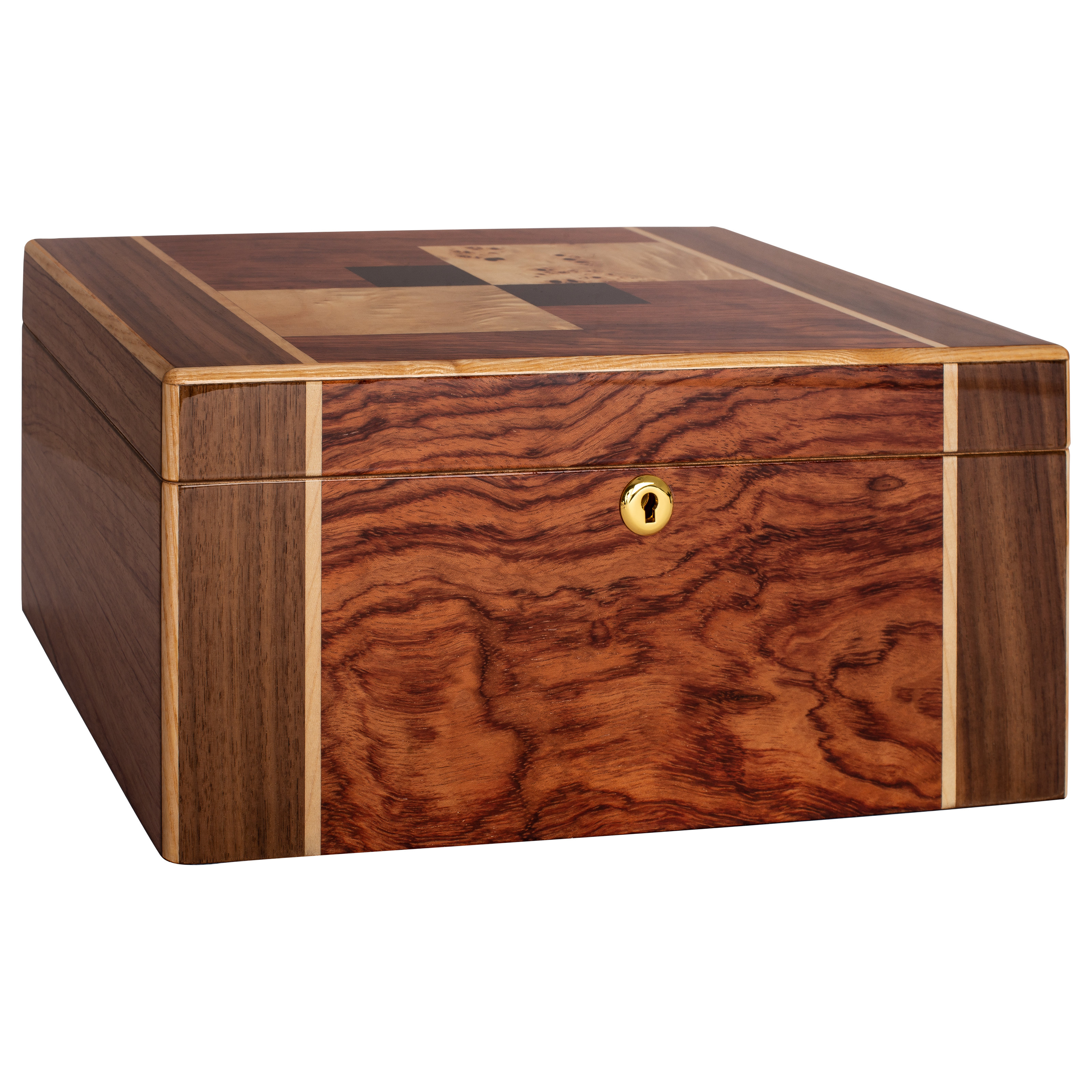 Humidor Supreme Amarone Desktop Cigar Humidor W/ Burl Wood and Maple ...