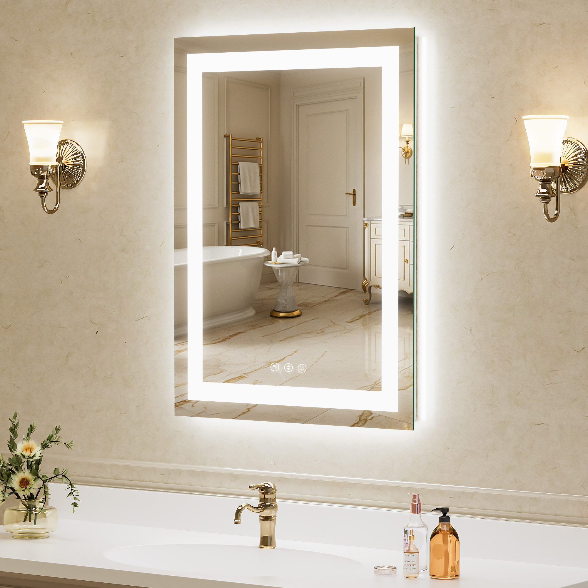 Ivy Bronx UL Certified Bright Front & Back LED Bathroom/Vanity Mirror ...