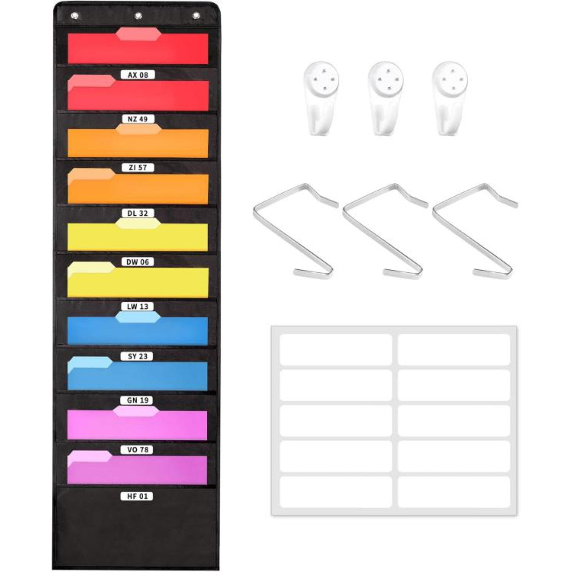 Rebrilliant 10 Pockets Hanging Wall File Organizer, Black Storage ...
