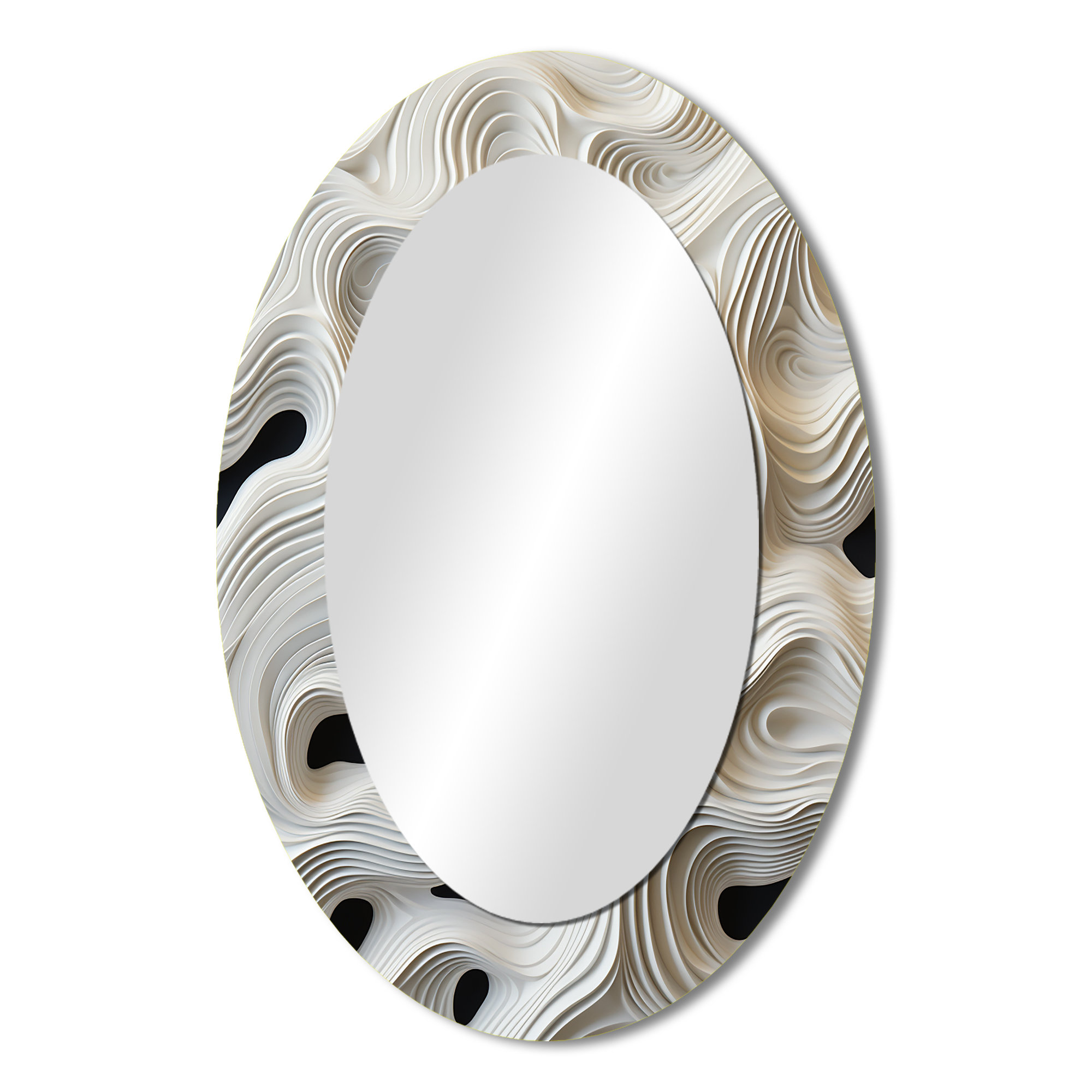 Dakota Fields Monochrome Op Art Black And White Waves - Abstract Oval ...