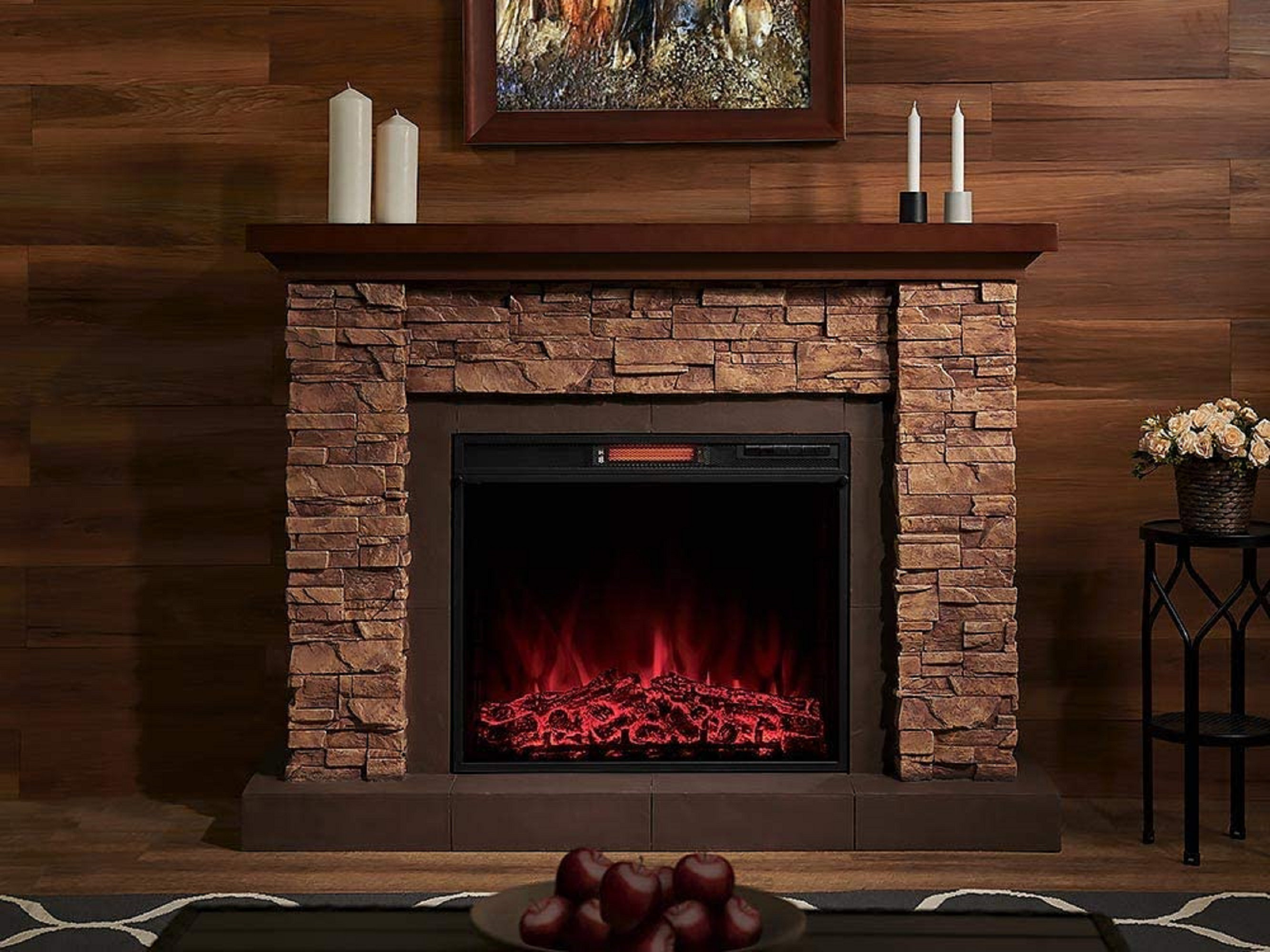 Loon Peak Feico Stackstone Electric Fireplace Mantel Package - Stacked ...