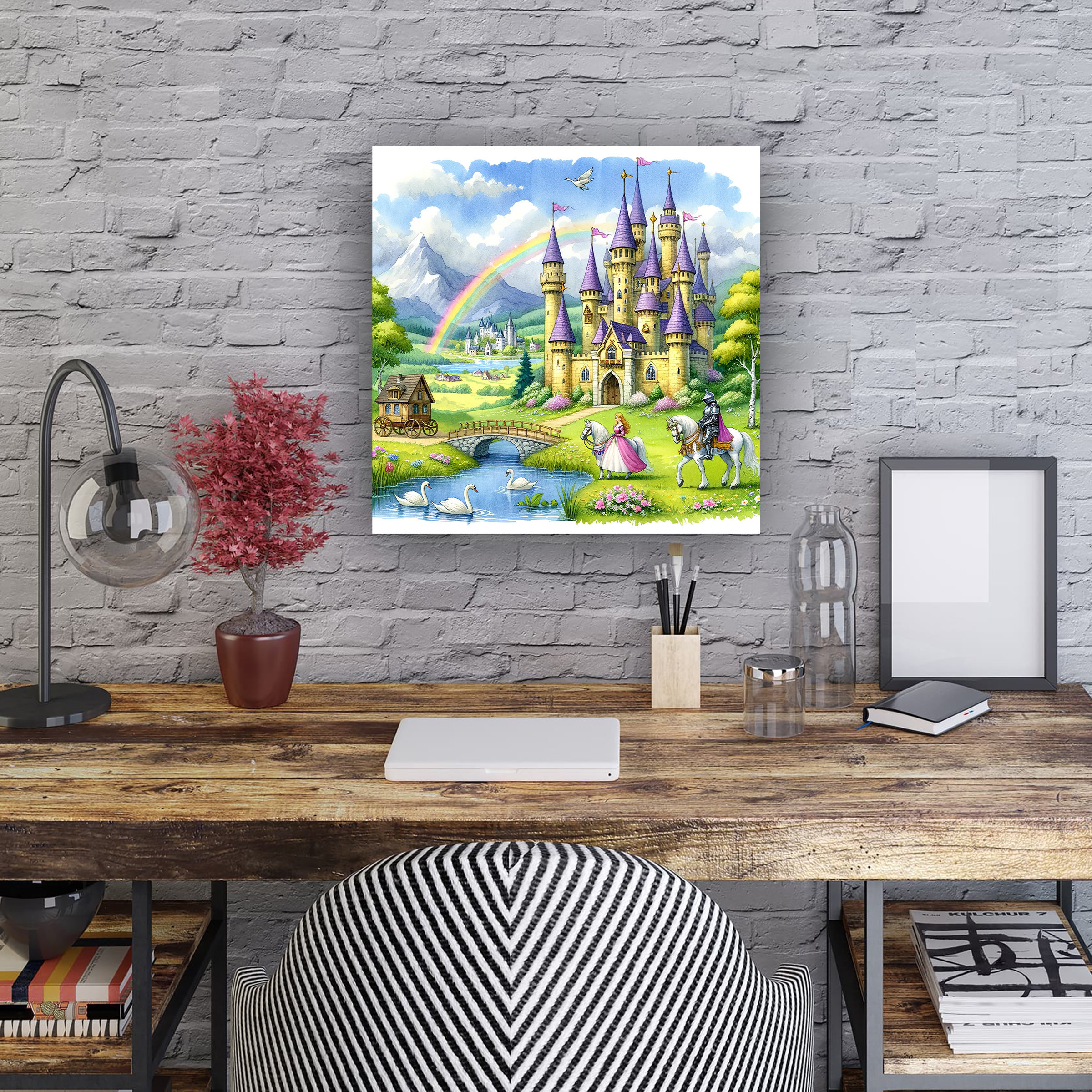 Gemma Violet Enchanted Valley Castle: Storybook Landscape Canvas Wall ...
