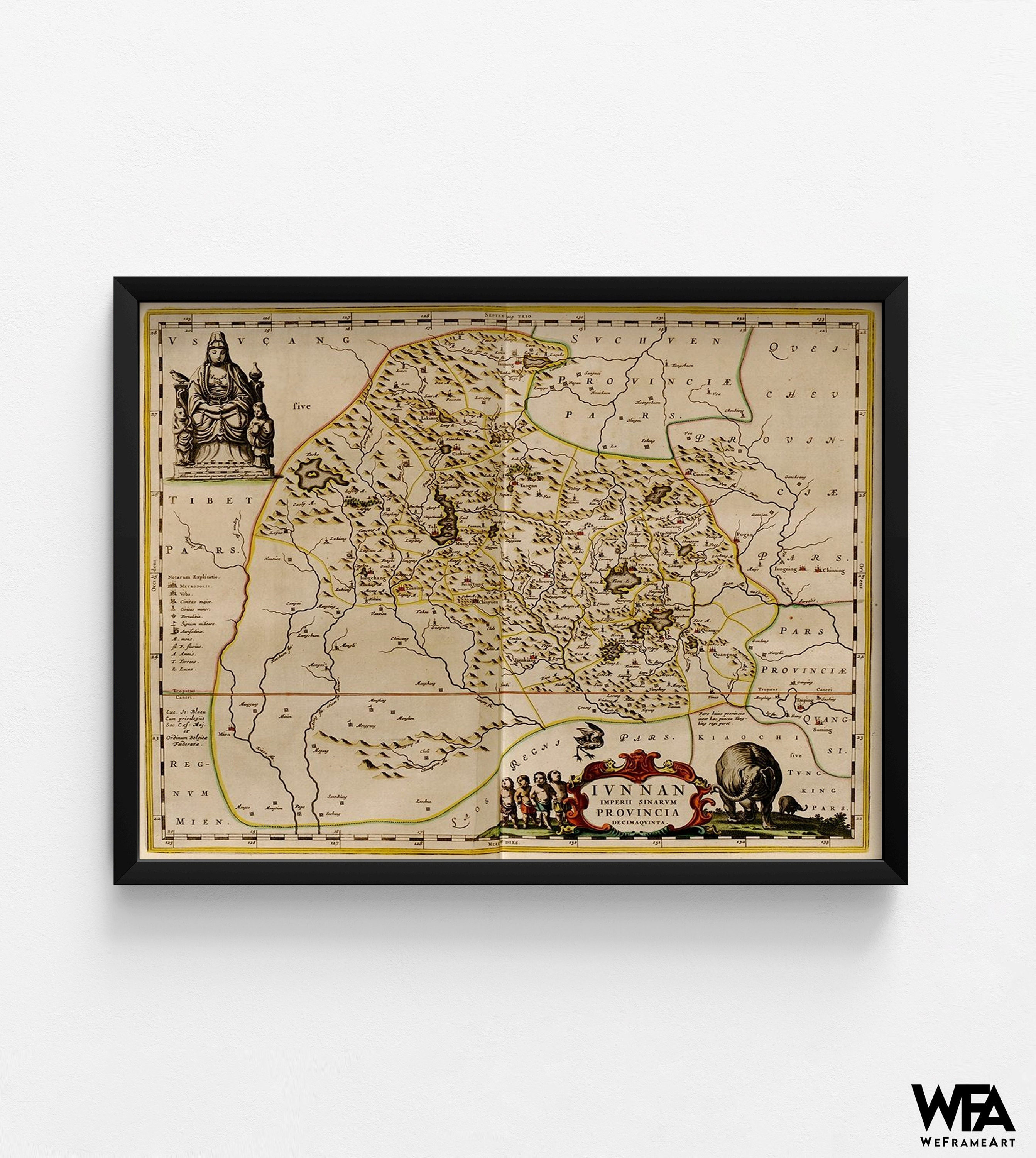 WeFrameArt Hunan-China, Vintage China Gift Map, Chinese Wall Print ...