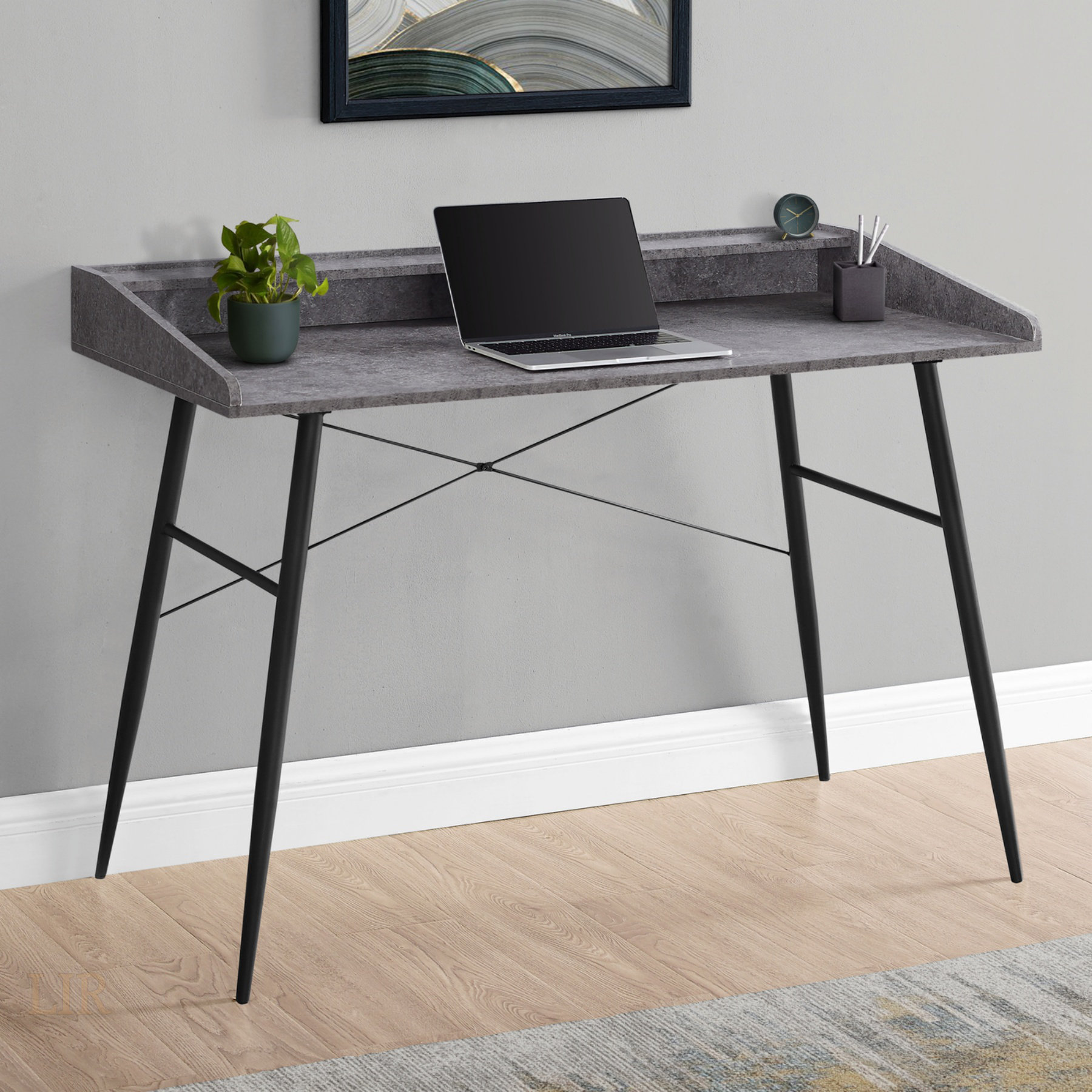 Latitude Run® Modern White Laminate Computer Desk With Storage Shelves ...