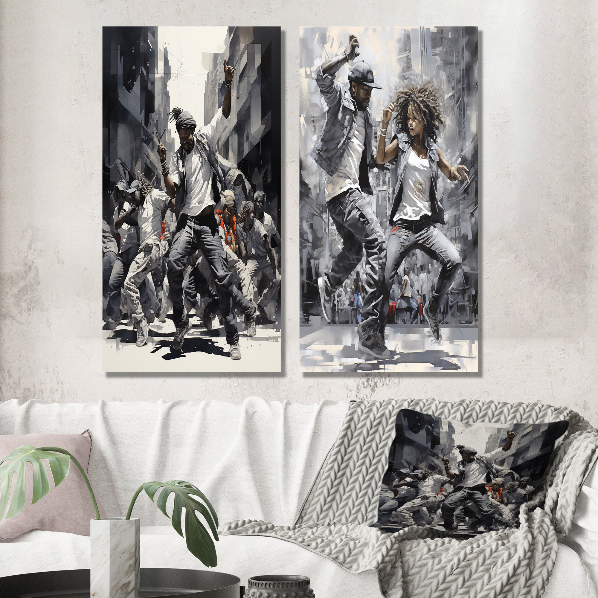 Winston Porter Black And White Hip Hop Dance - Dance Canvas Prints Set ...