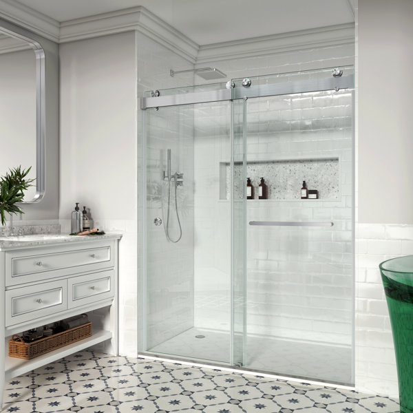 MCOCOD 66 in. W x 76 in. H Double Sliding Frameless Shower Door with ...