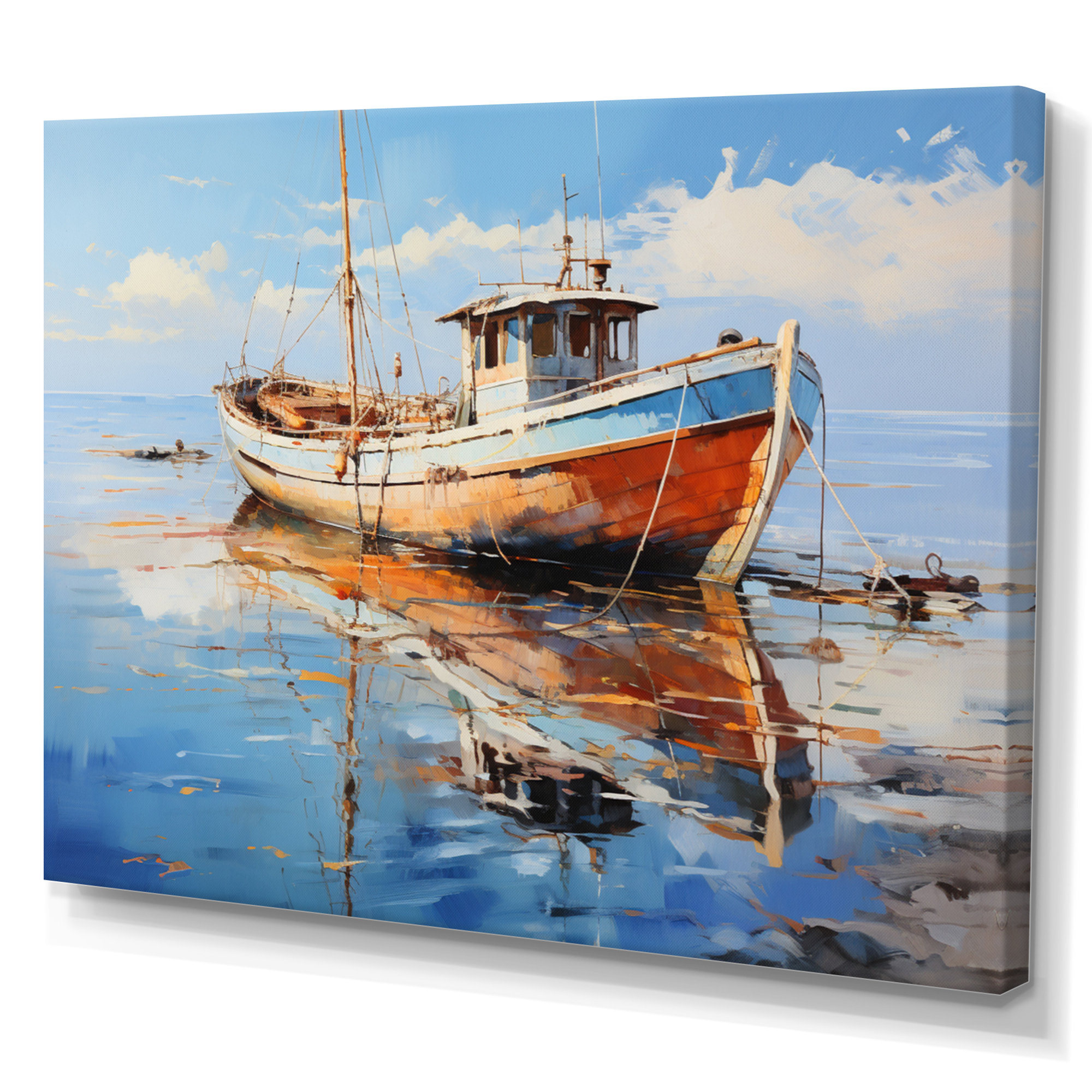 Breakwater Bay Boat Seascape Impression II Framed On Canvas Print | Wayfair