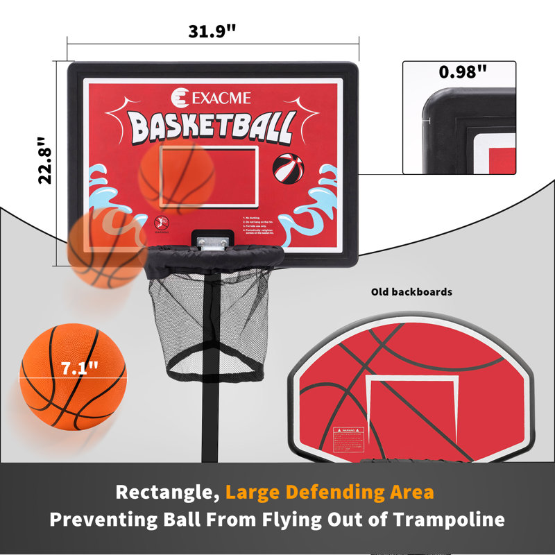 Exacme Trampoline Basketball Hoop and Ball for Kids, Rectangle ...
