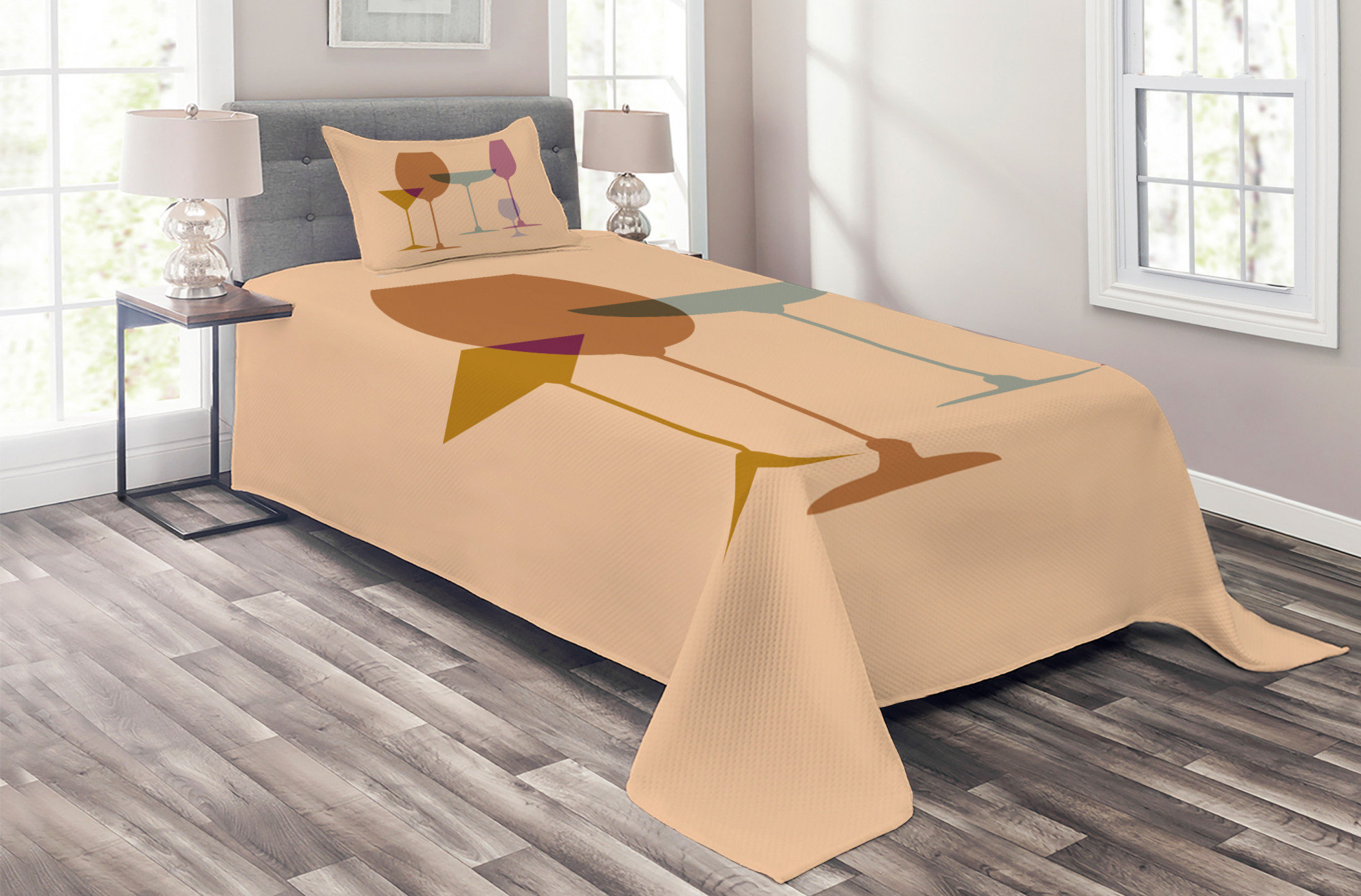 Ambesonne Merlot Beige Microfiber Modern & Contemporary Coverlet ...