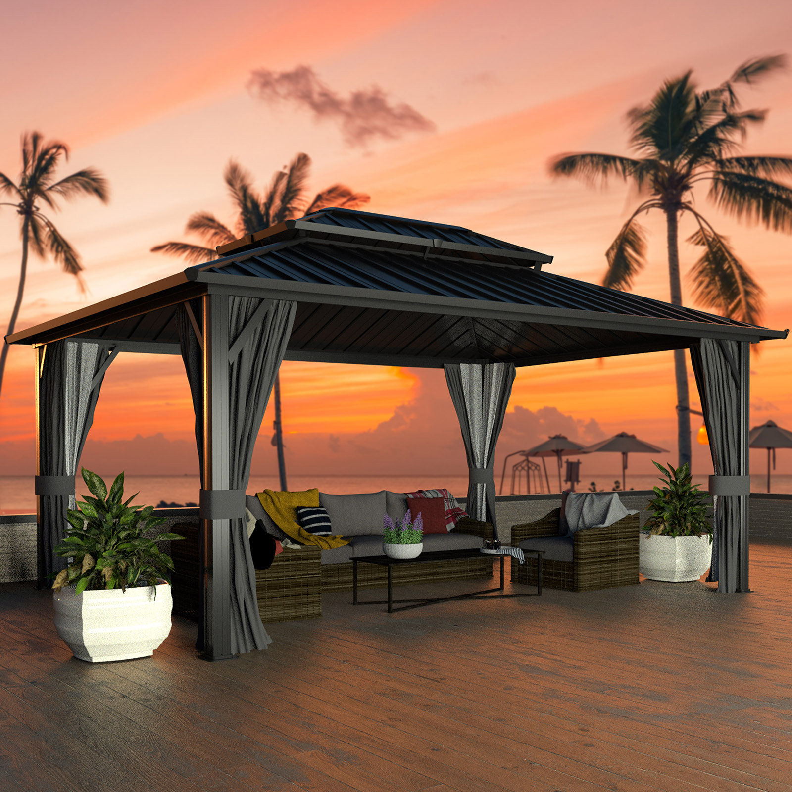 Veikous Aluminum Patio Gazebo Gazebo | Wayfair