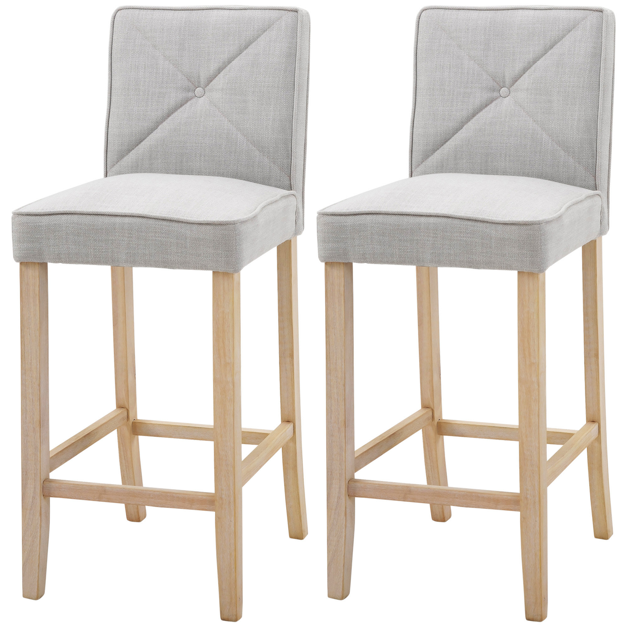 Red Barrel Studio® HOMCOM Modern Bar Stools Set Of 2, Upholstered Bar ...