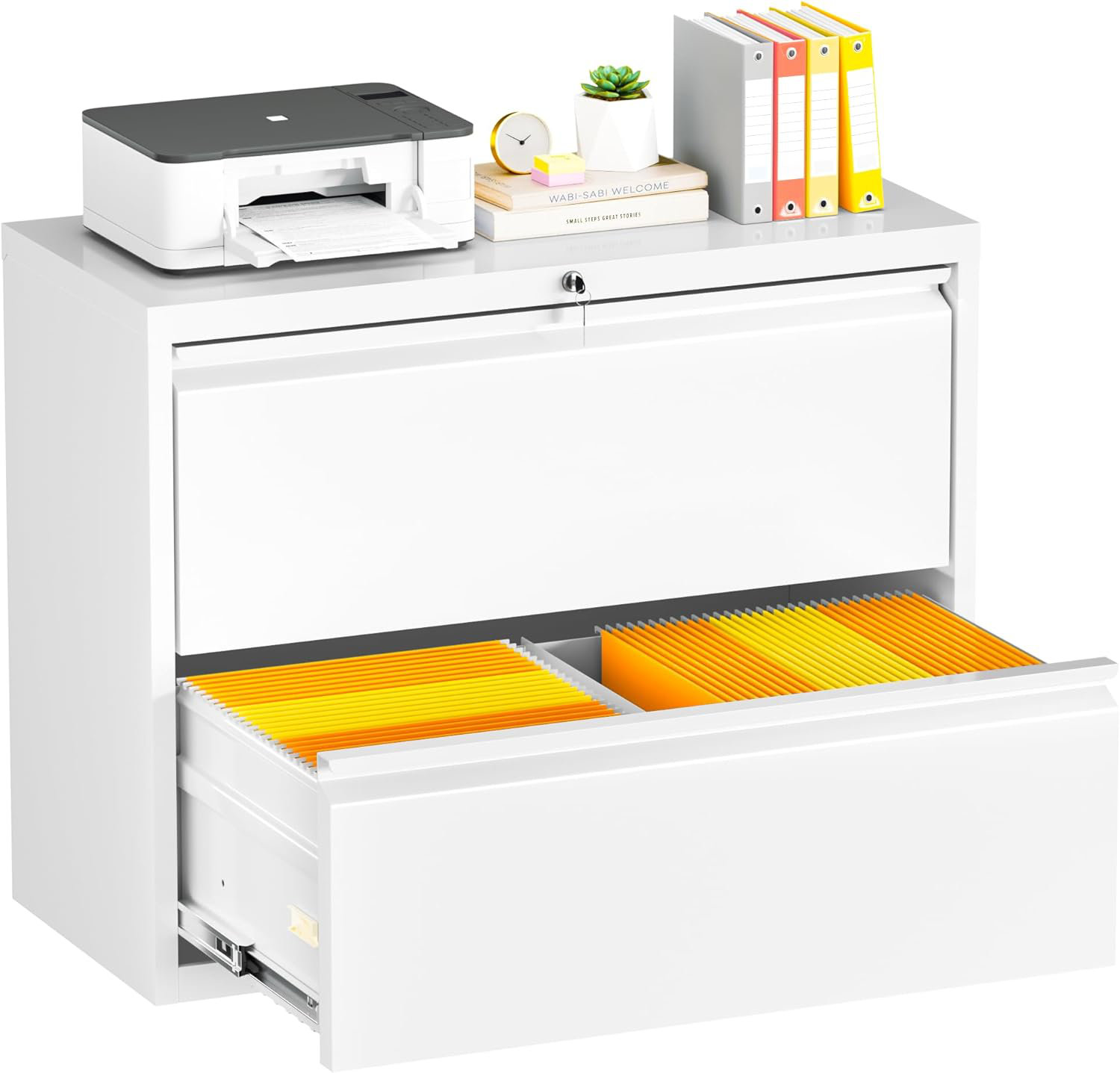 Inbox Zero 2 Drawer Metal Lateral Filing Cabinet, Home Office File ...