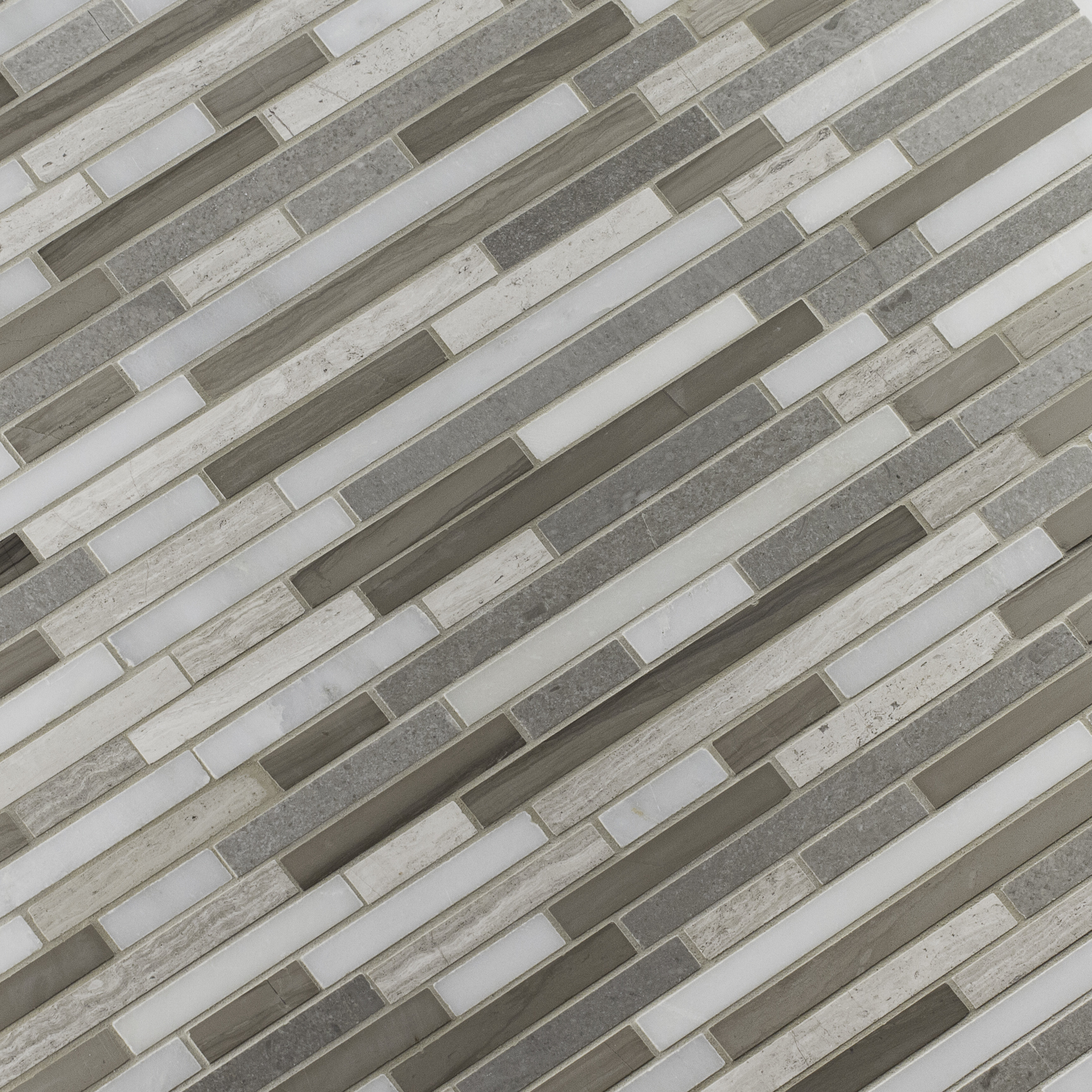 Ackland Arctic Storm Random Sized Honed Marble Linear Mosaic Wall ...