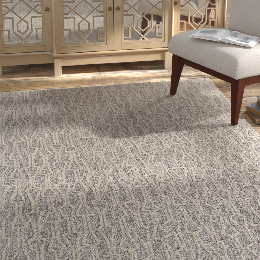 George Oliver Cunningham Geometric Handmade Tufted Wool Ivory/Natural ...