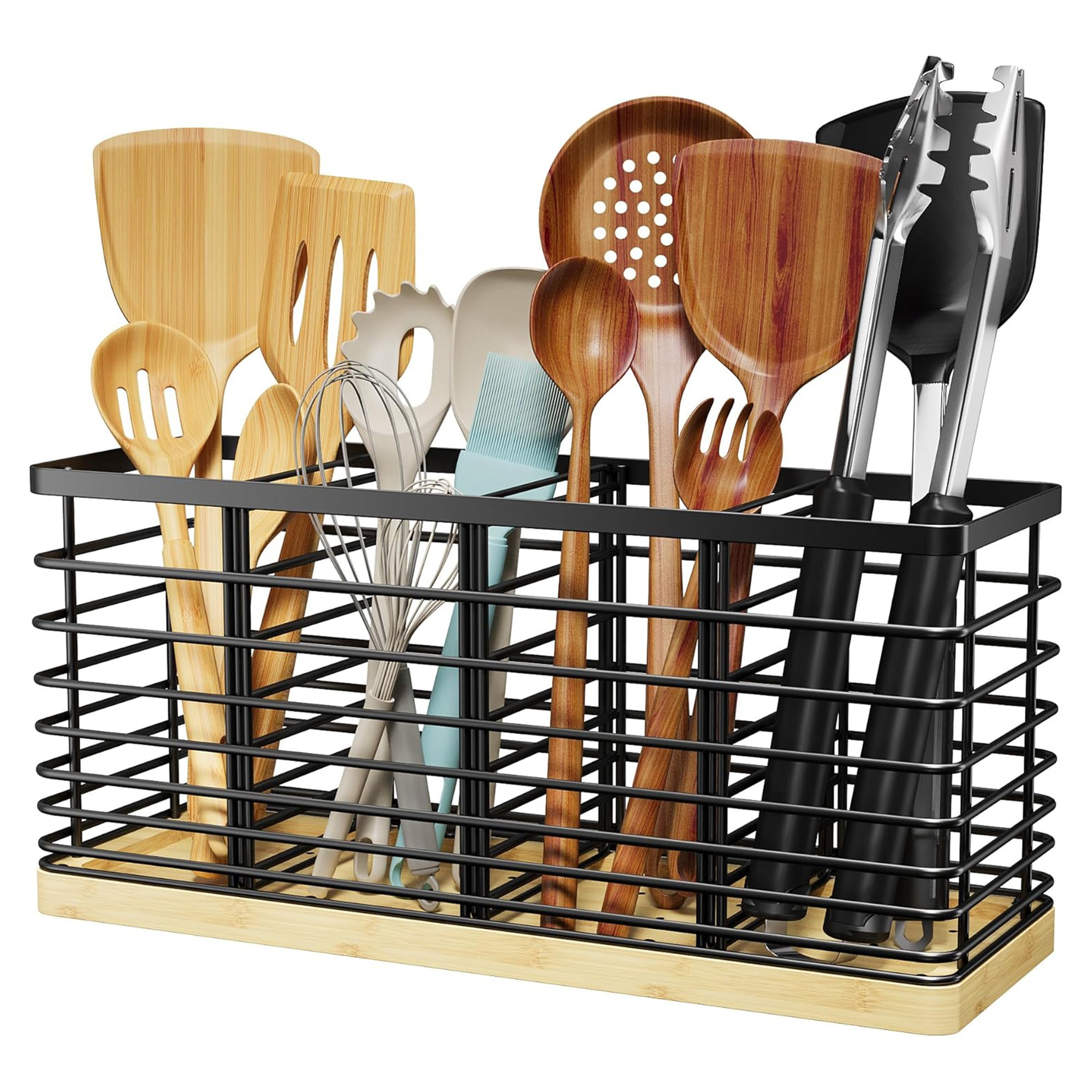 Hokku Designs Extra Large Kitchen Utensil Rack with 4 Countertop ...