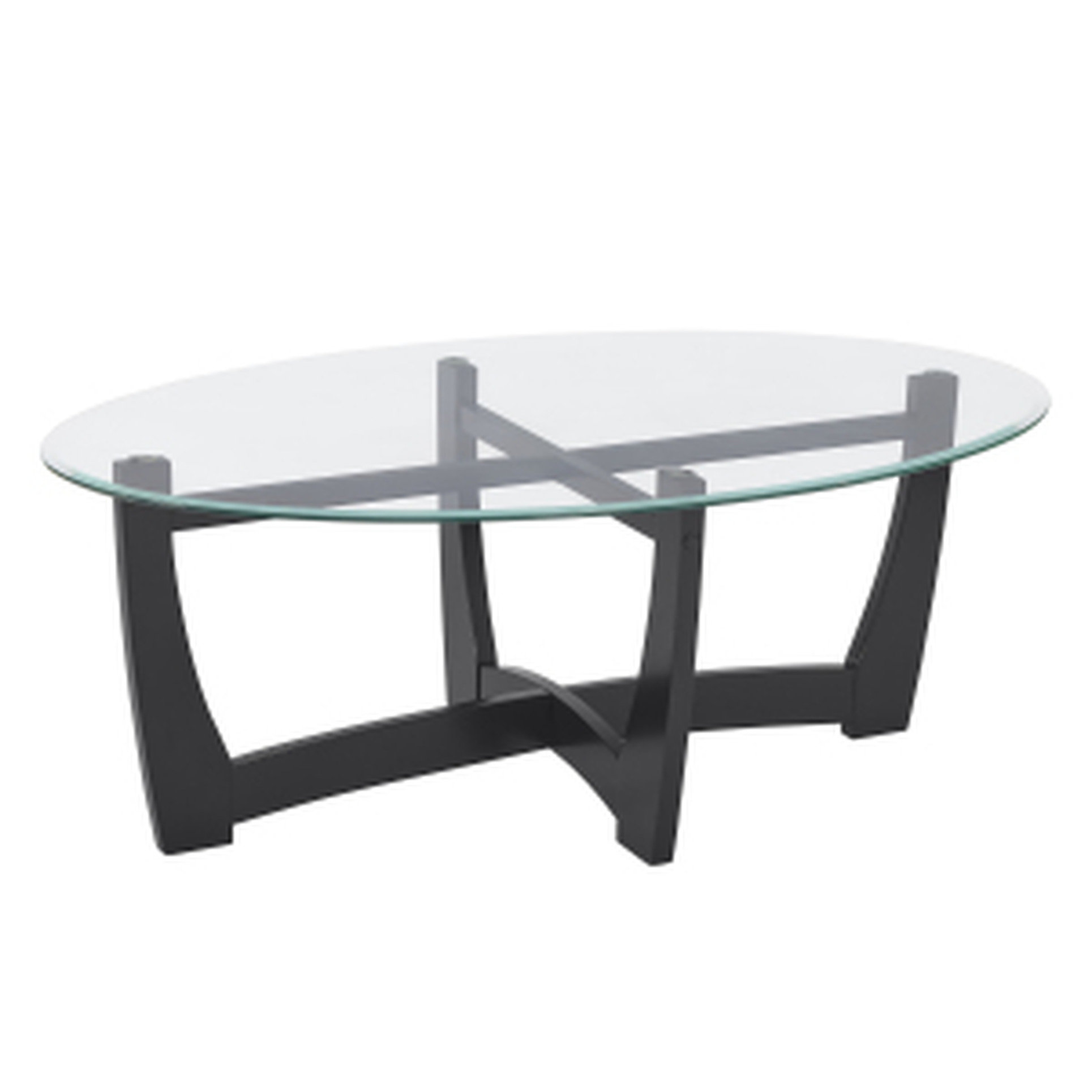 Latitude Run® 48 Inch Oval Glass Coffee Table, Black Round Tempered ...