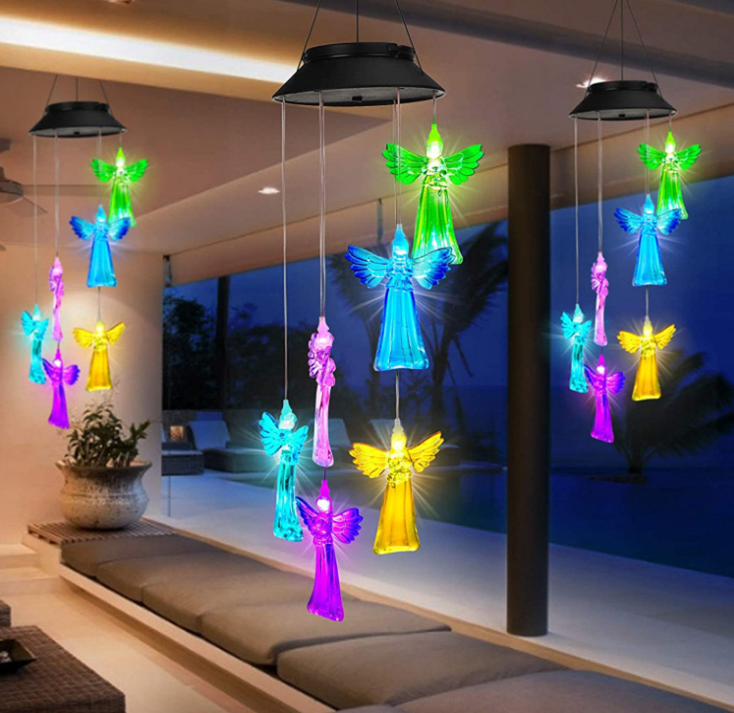 CELLPAK Solar Color Changing LED Angel Wind Chimes For Home Garden Yard ...