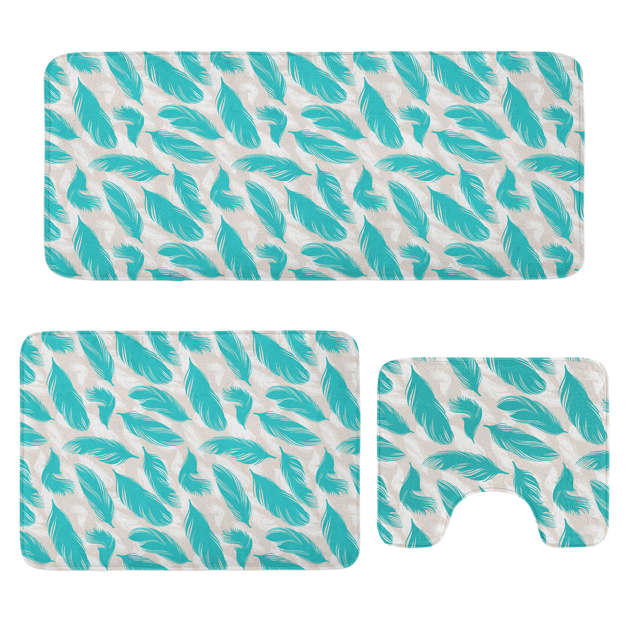 Dakota Fields Turquoise Bathroom Rug Set 3 Pieces U-Shape & Rectangle ...