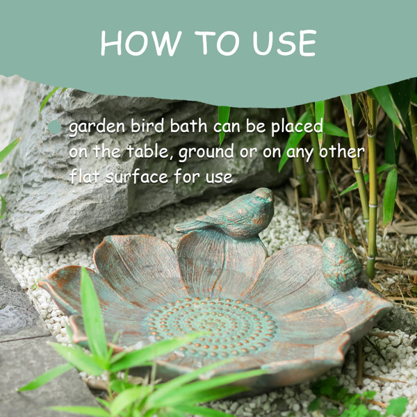 Bungalow Rose Bird Baths For Outdoors, Antique Outdoor Garden Bird Bath ...