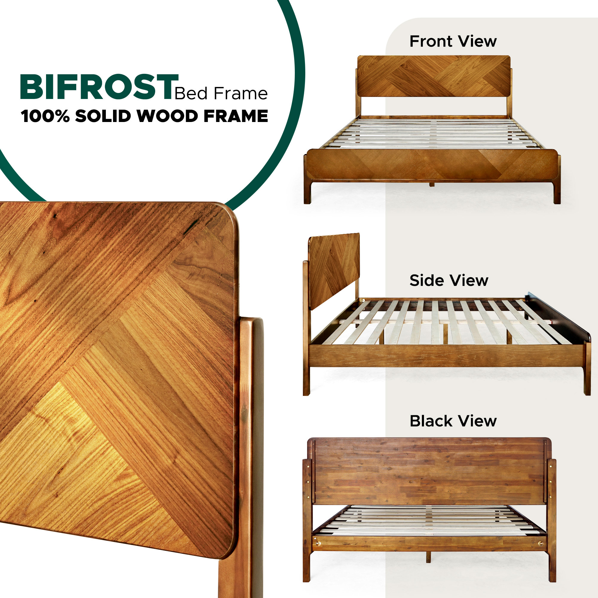 Red Barrel Studio® Bifrost 100% Solid Acacia Wood Platform Bed With Tall Headboard And Footboard ...