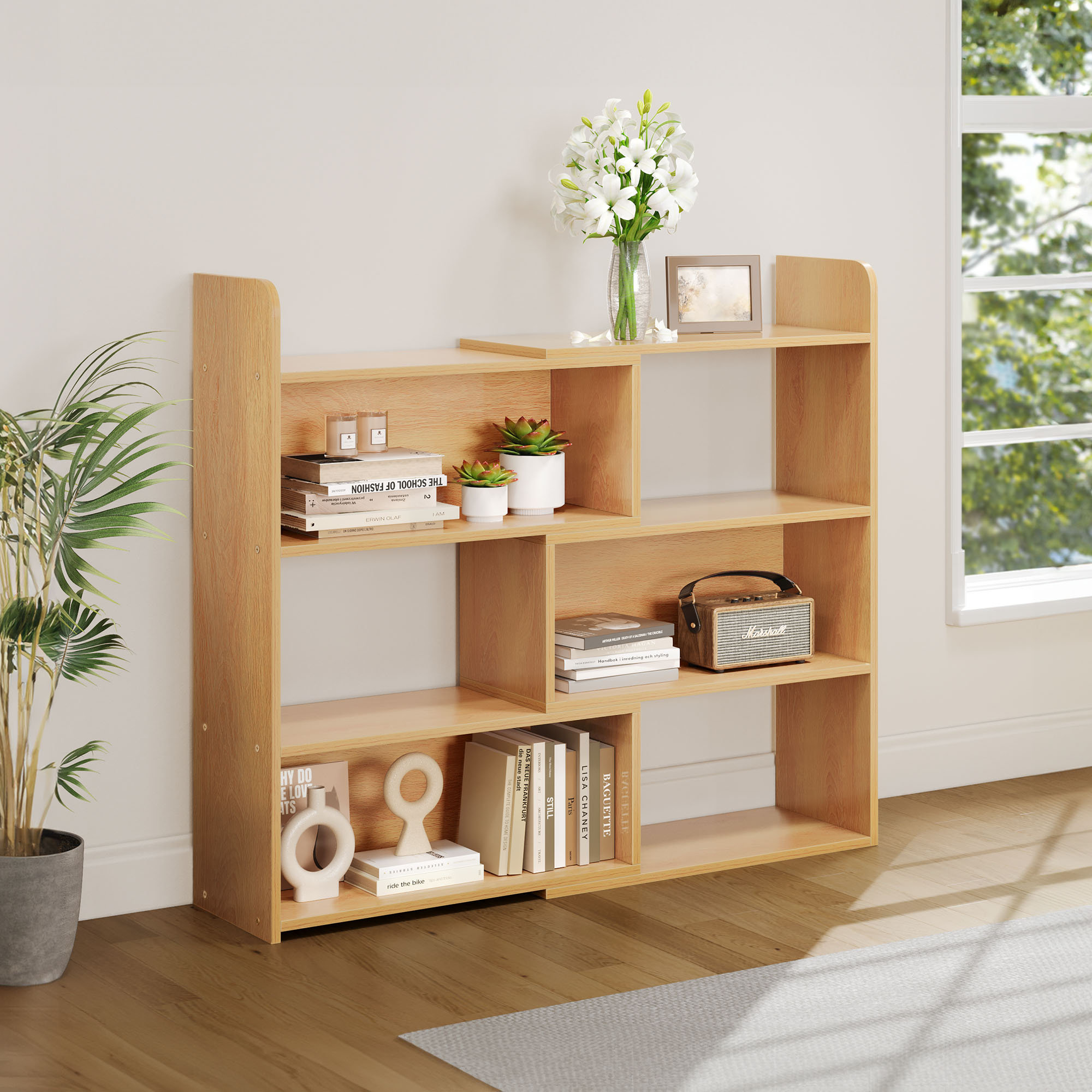 Latitude Run Akayla Telescopic Corner Shelf Unit Wooden Bookcase Range ...