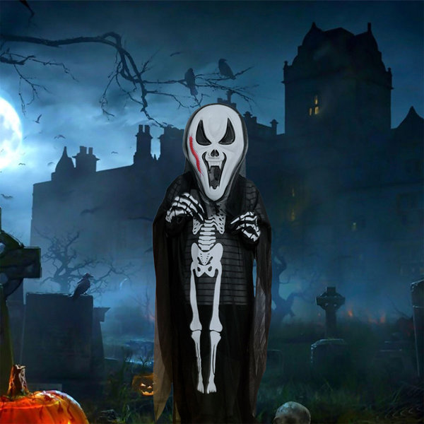 Living and Home Halloween Role Play Costume Black Skeleton Cloak Child ...