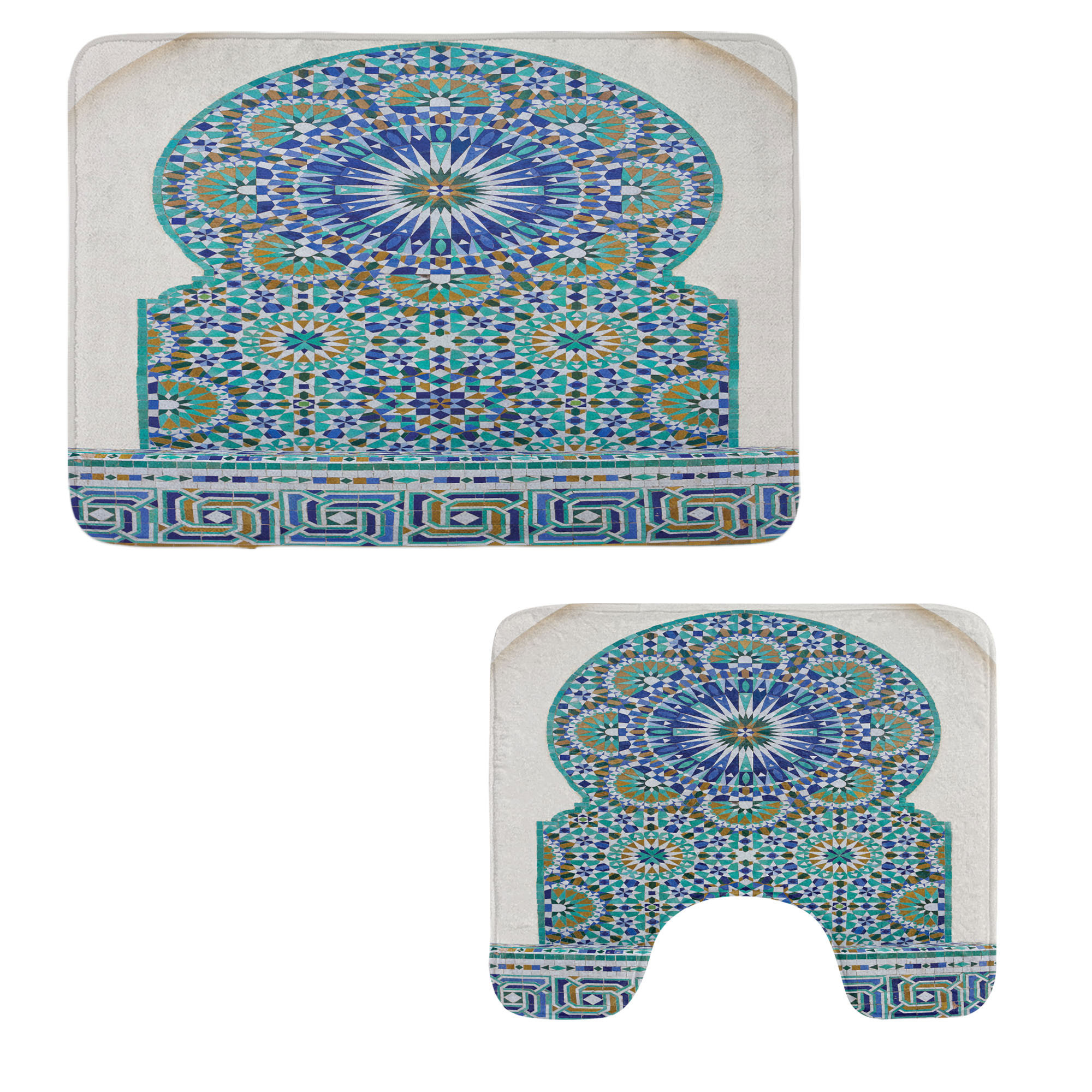 East Urban Home Moroccan Bathroom Rug Set 2 Pieces Rectangle & Contour ...
