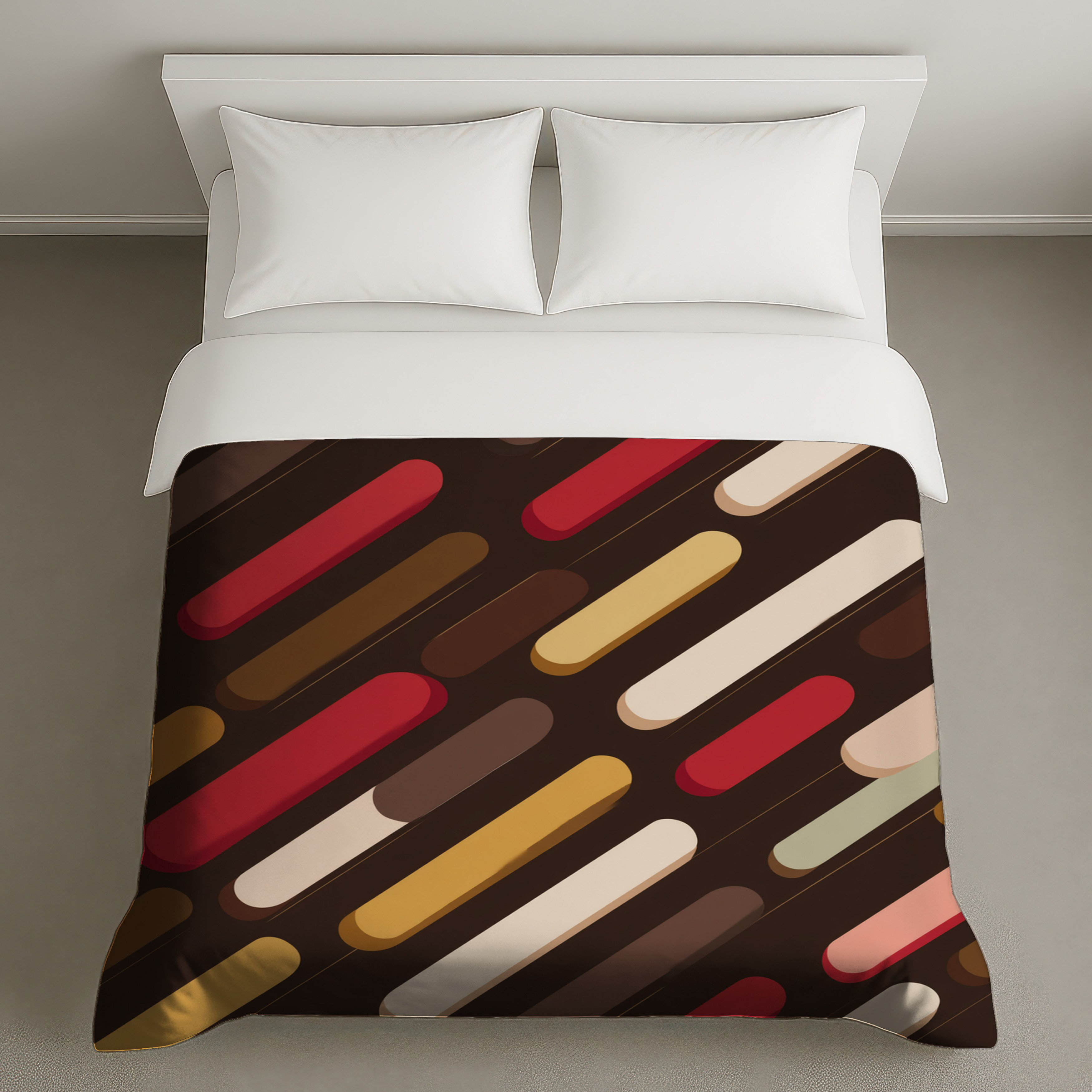 VisionDecor Diagonal Stripes Bedding Abstract Duvet Cover Mid Century ...