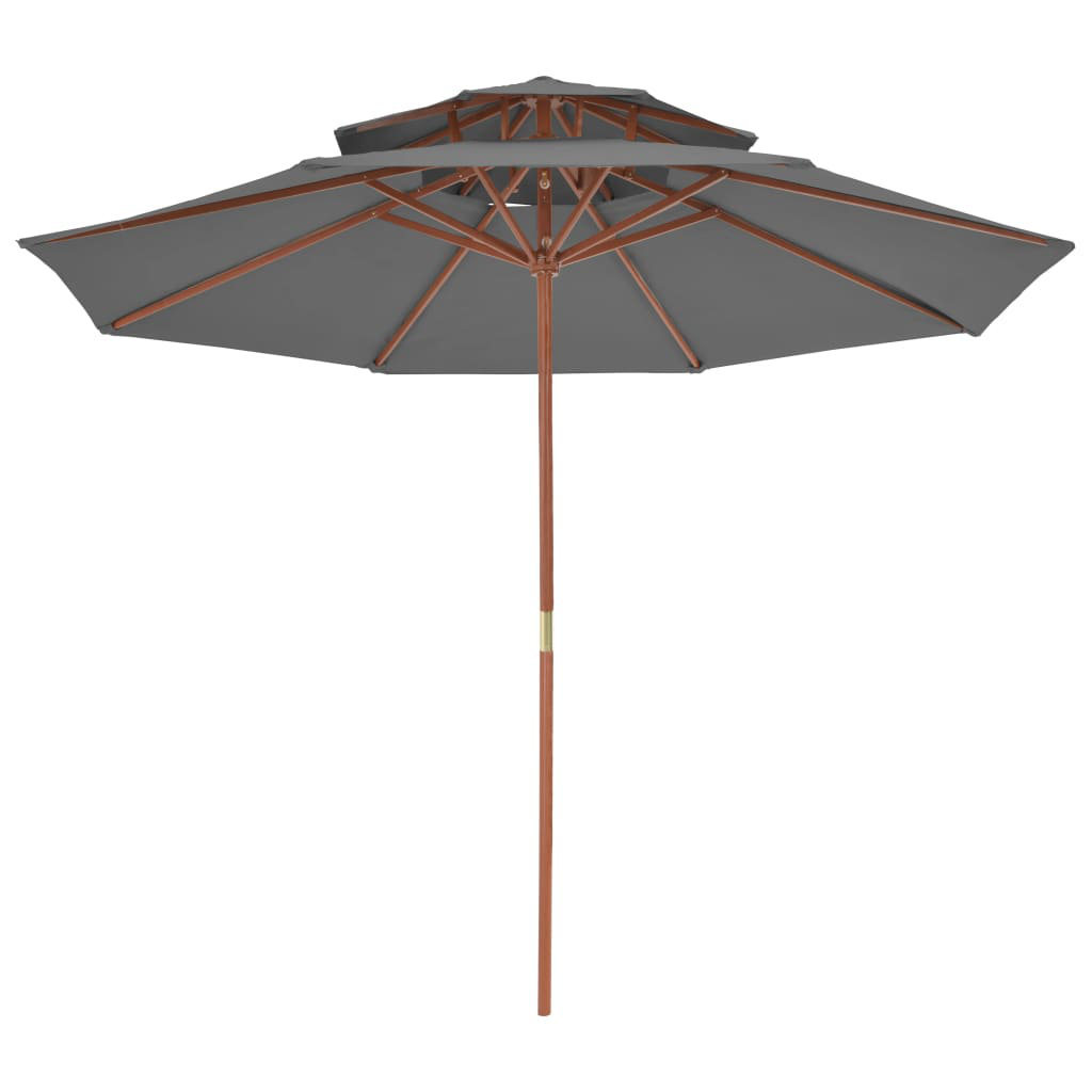 Arlmont & Co. Garden Parasol Solid Hardwood Medium Round | Wayfair