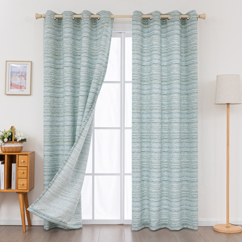 Wrought Studio™ Ombre Gradient Striped Jacquard Light Filtering Curtain ...