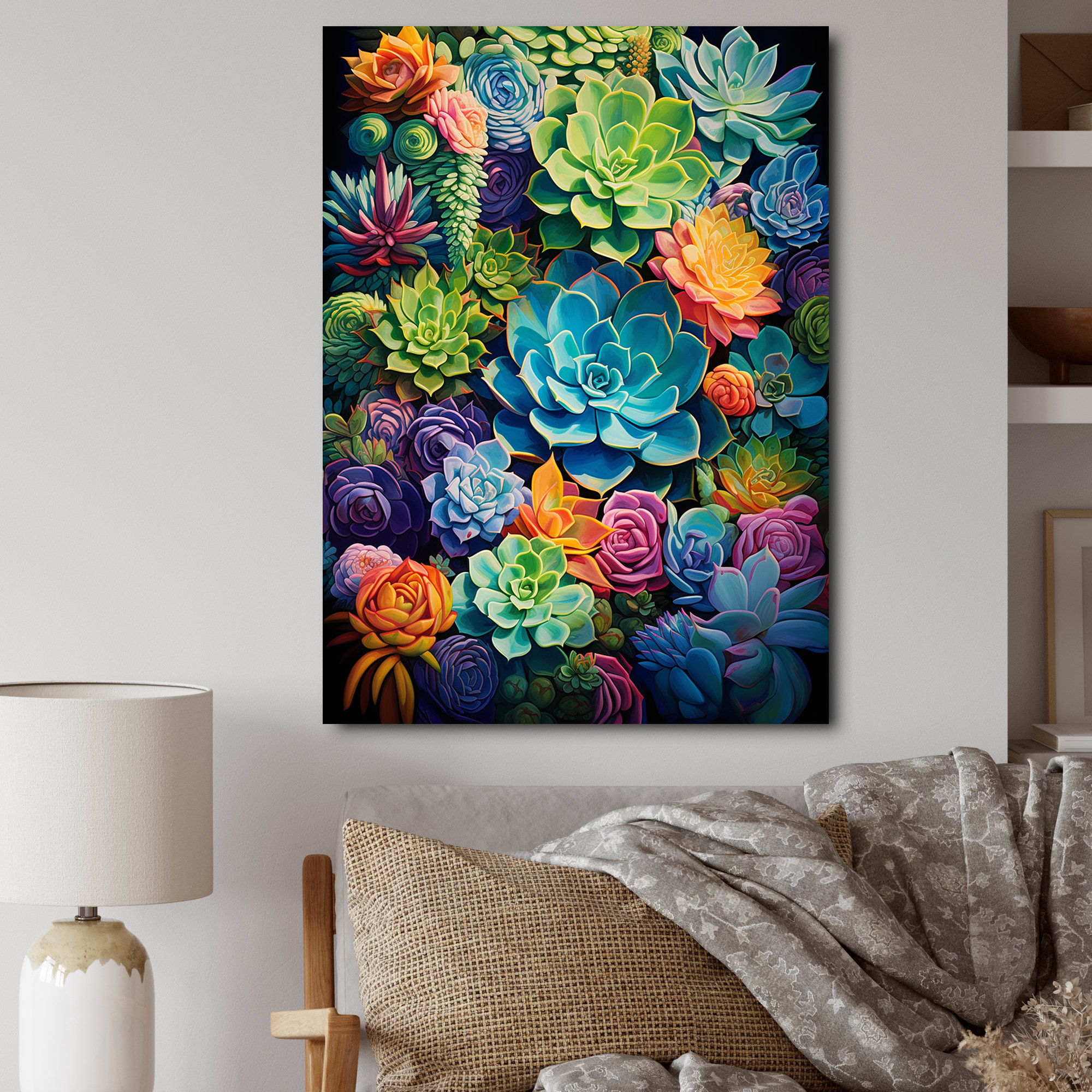 Dakota Fields Eugie Green Blue Succulents Succulent Paradise II On ...